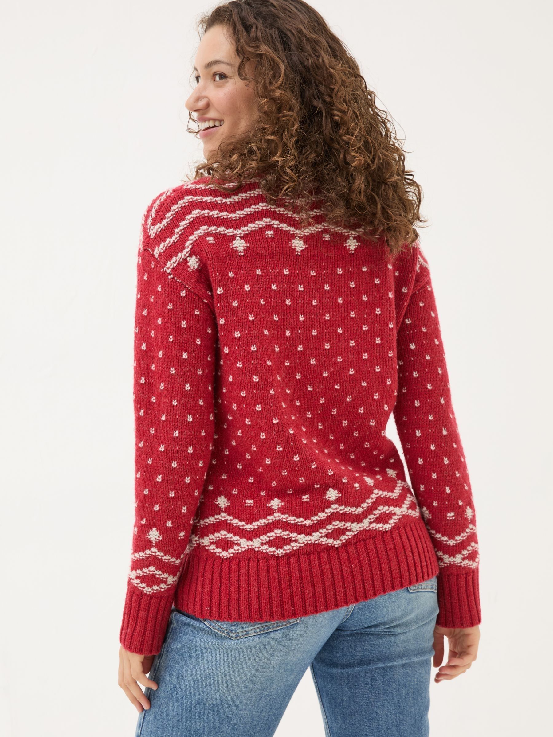 Snowflake Red Knitted Jumper | FatFace