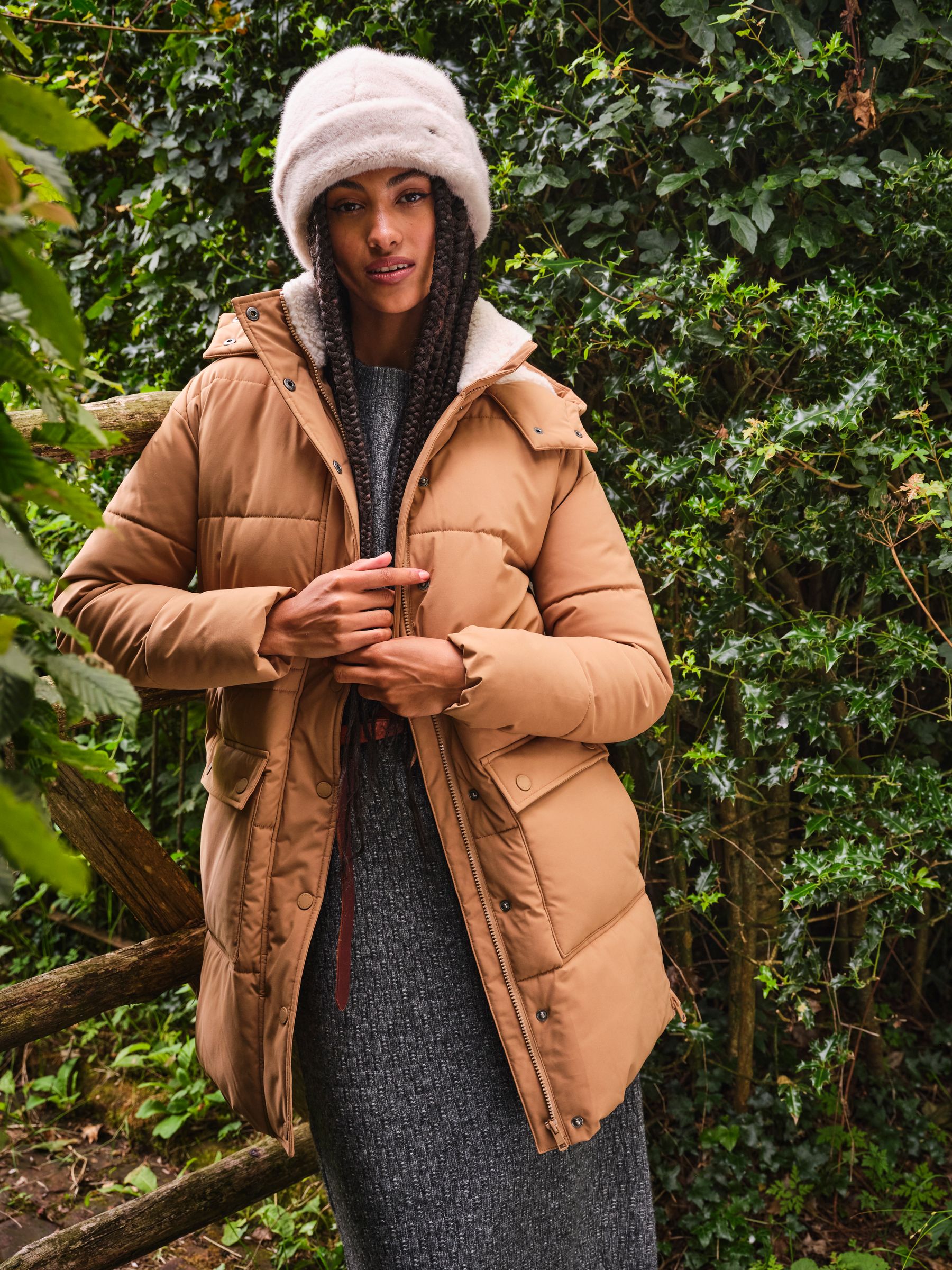 Maddie Tan Brown Puffer Coat | FatFace