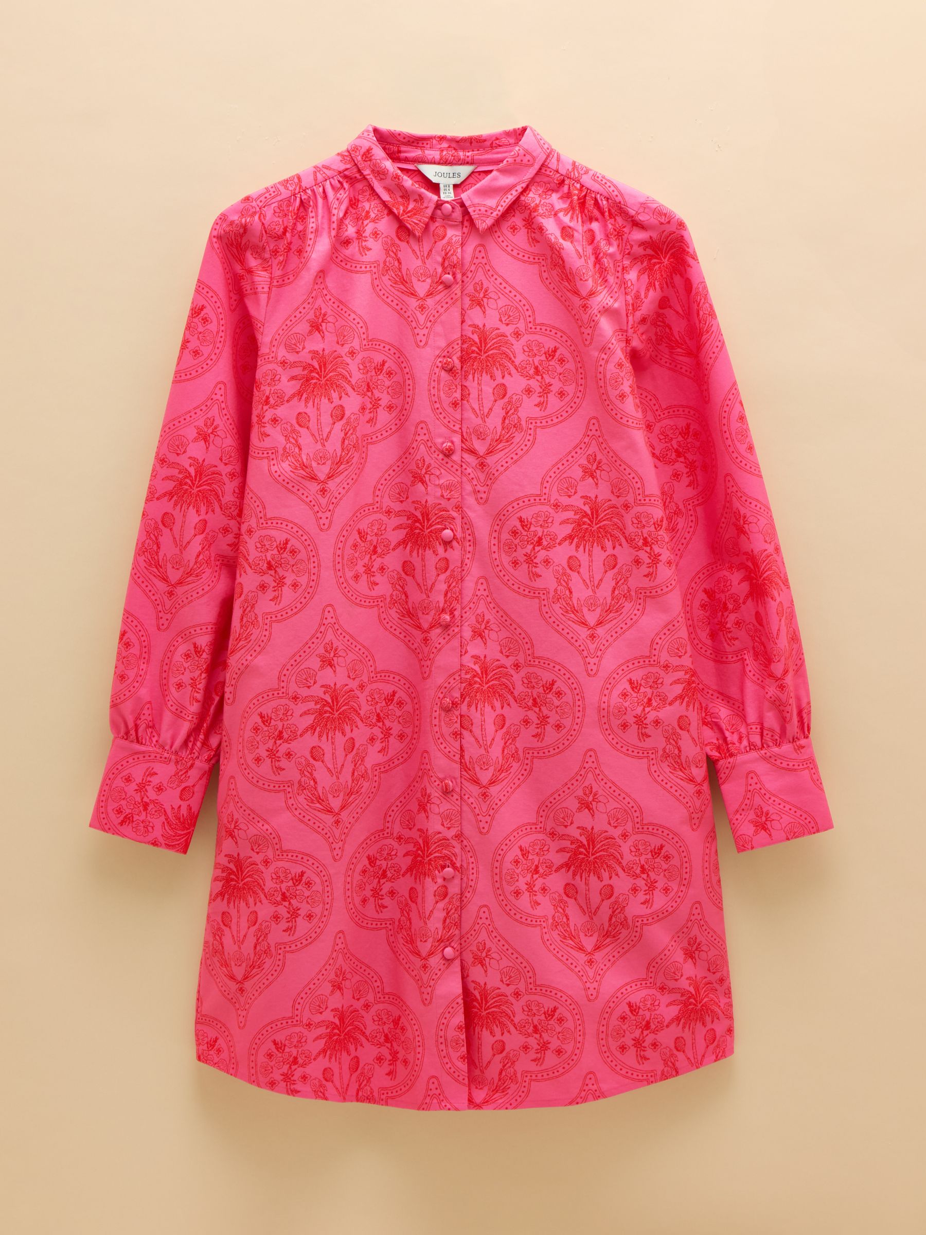 Phoebe Pink and Red Floral Cotton Shirt Dress | Joules