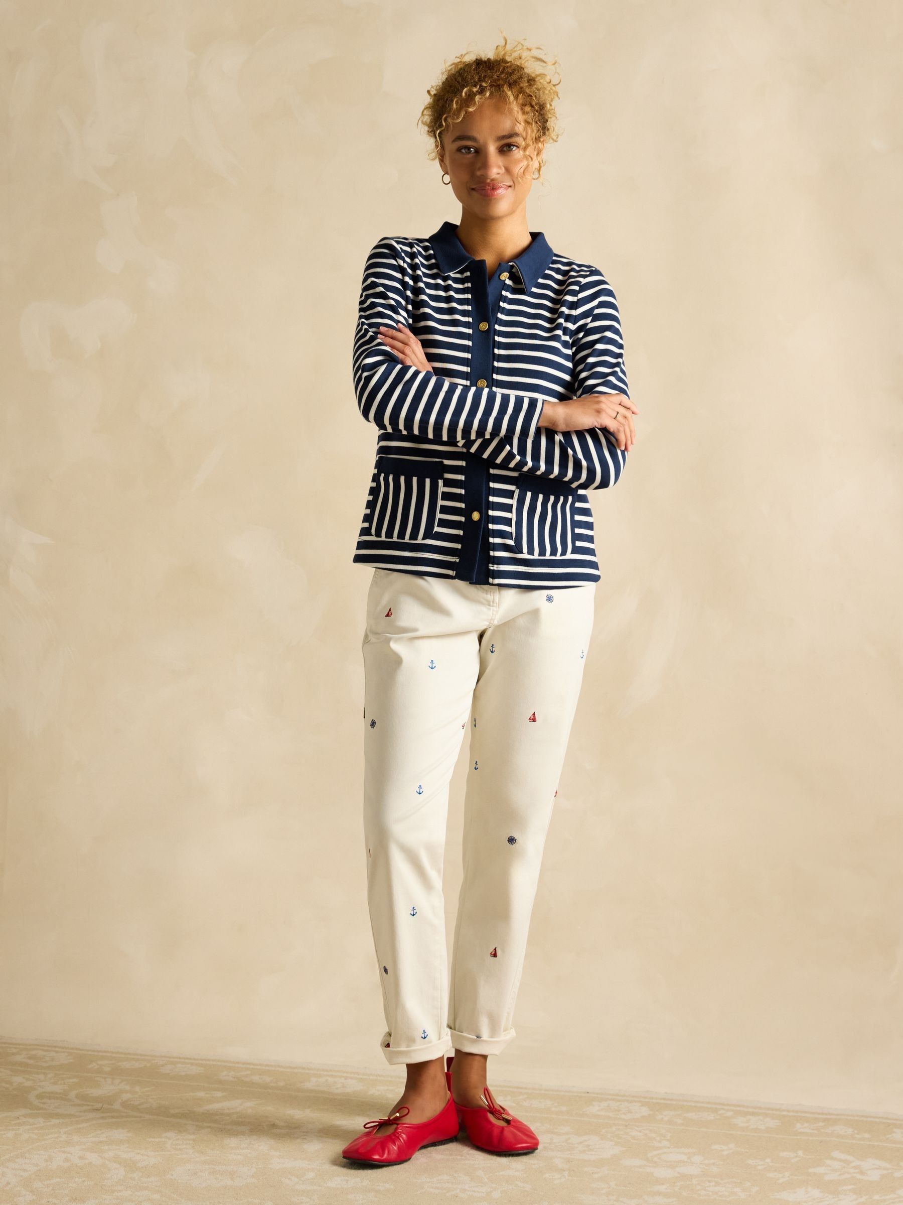 Premium Ribbed Navy Jersey Cardigan | Joules