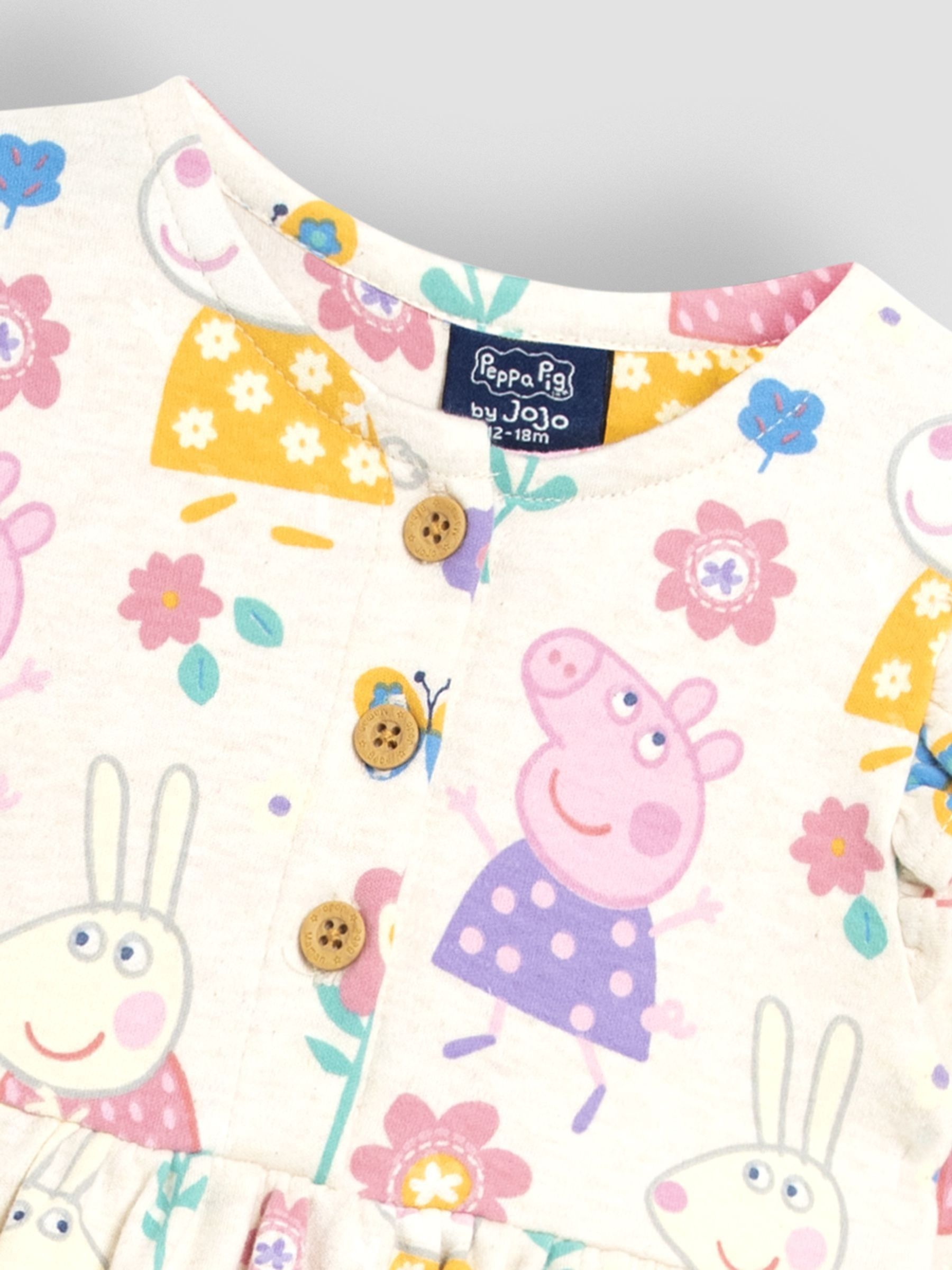 Neutral Peppa Pig Printed Button Front Dress | JoJo Maman Bébé