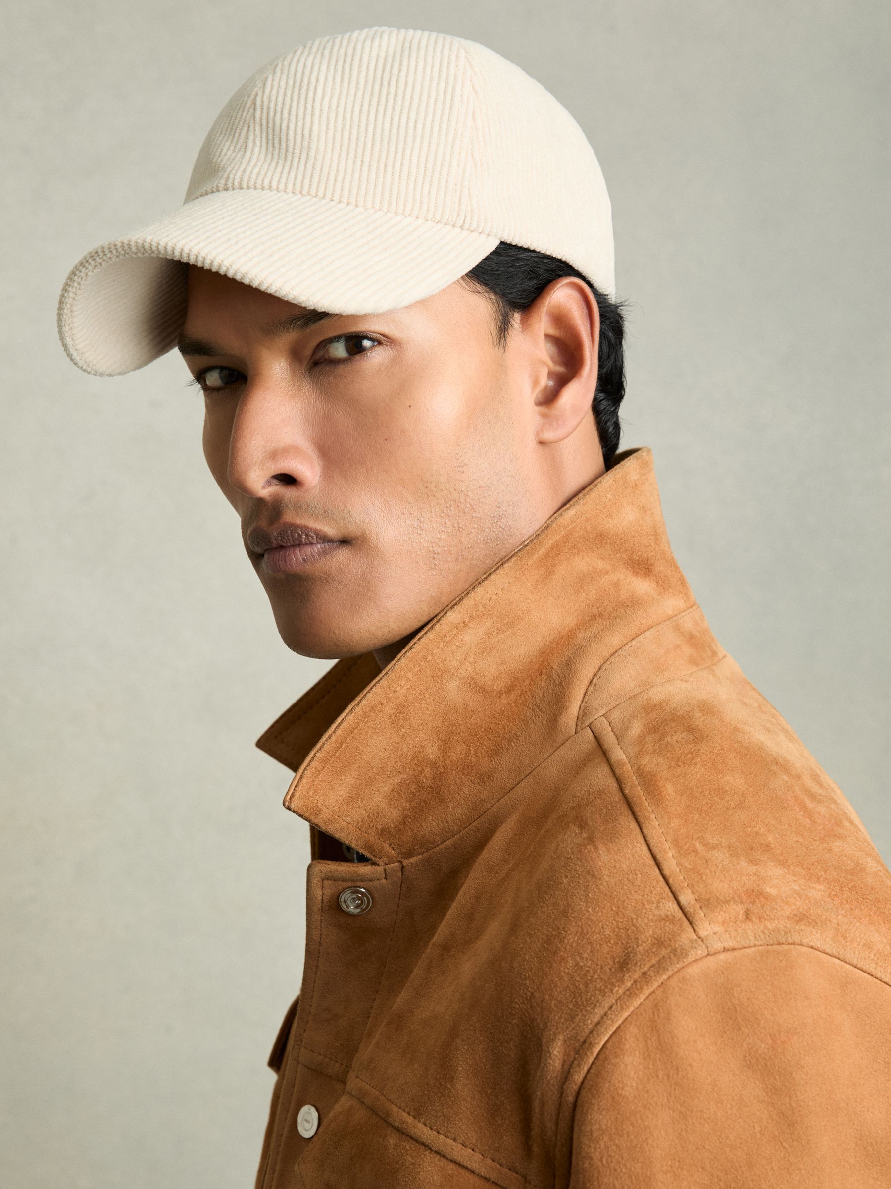 Reiss Corduroy Baseball Cap in Off White - REISS