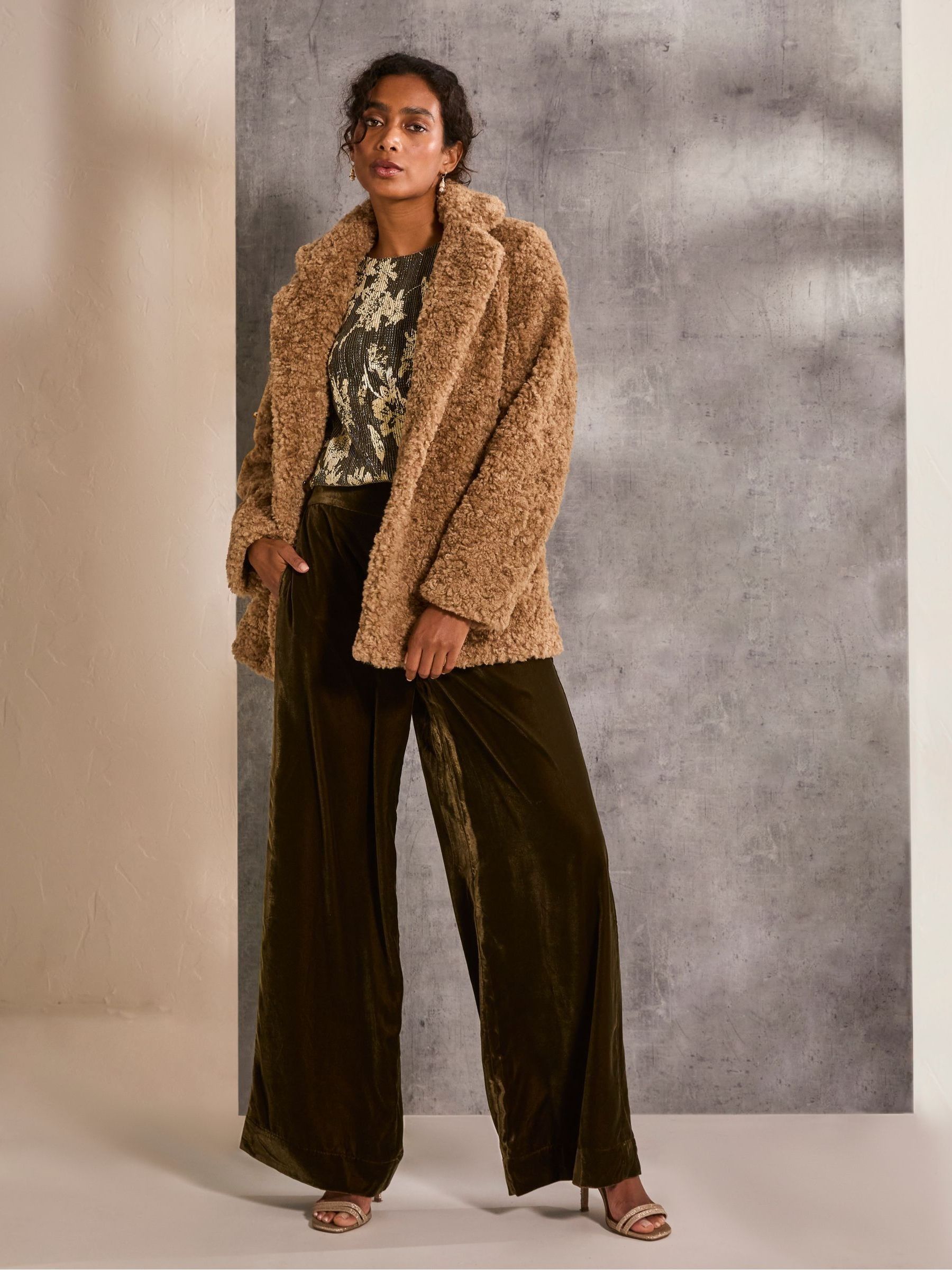 Maggie Natural Short Teddy Coat | FatFace