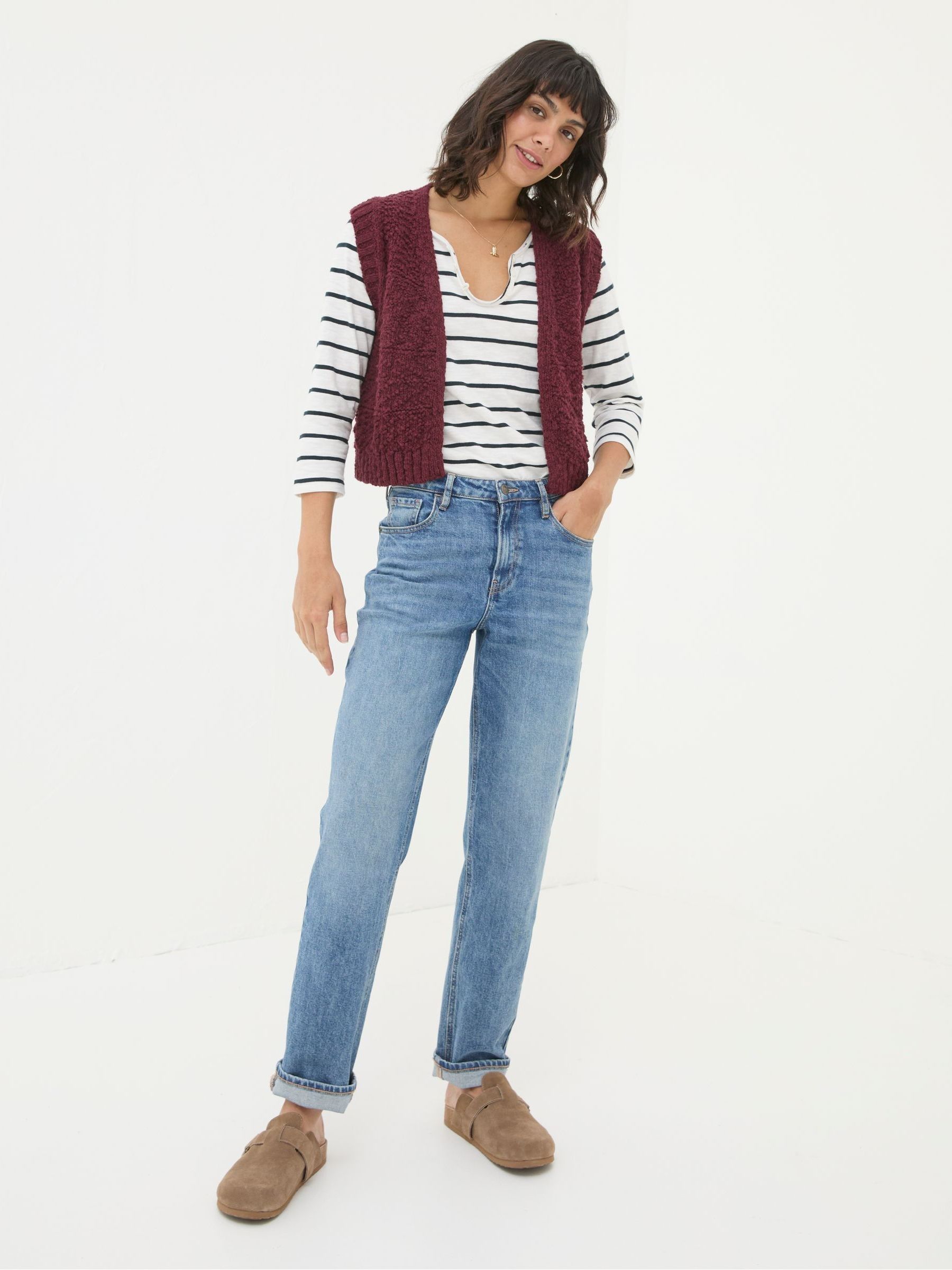 Talia Red Pattern Waistcoat | FatFace