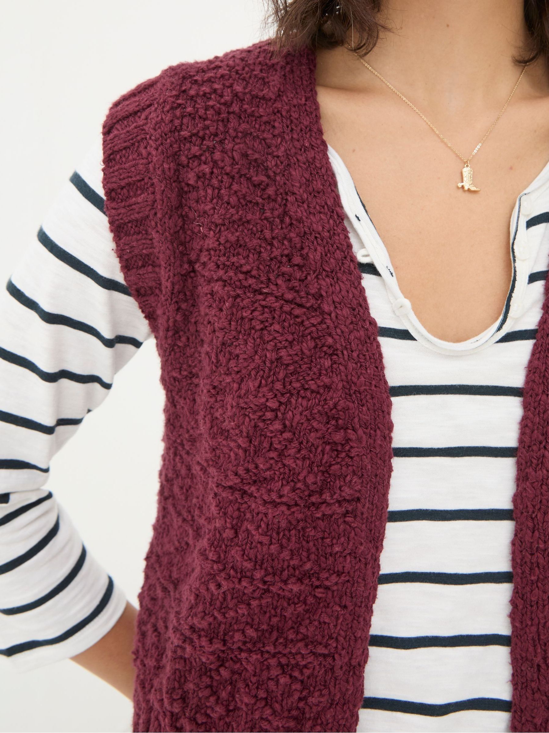 Talia Red Pattern Waistcoat | FatFace