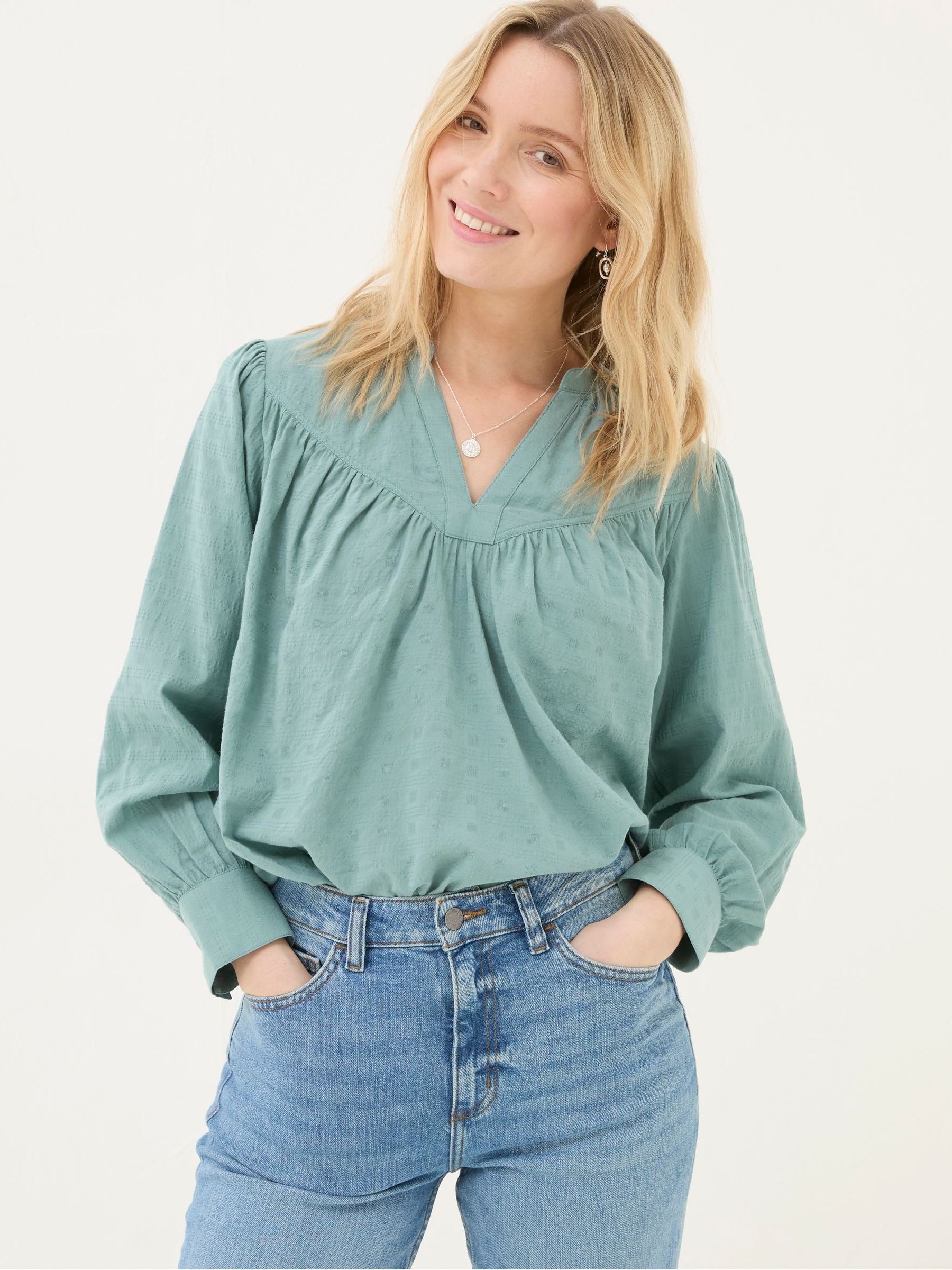 Mathilde Teal Blue Blouse | FatFace
