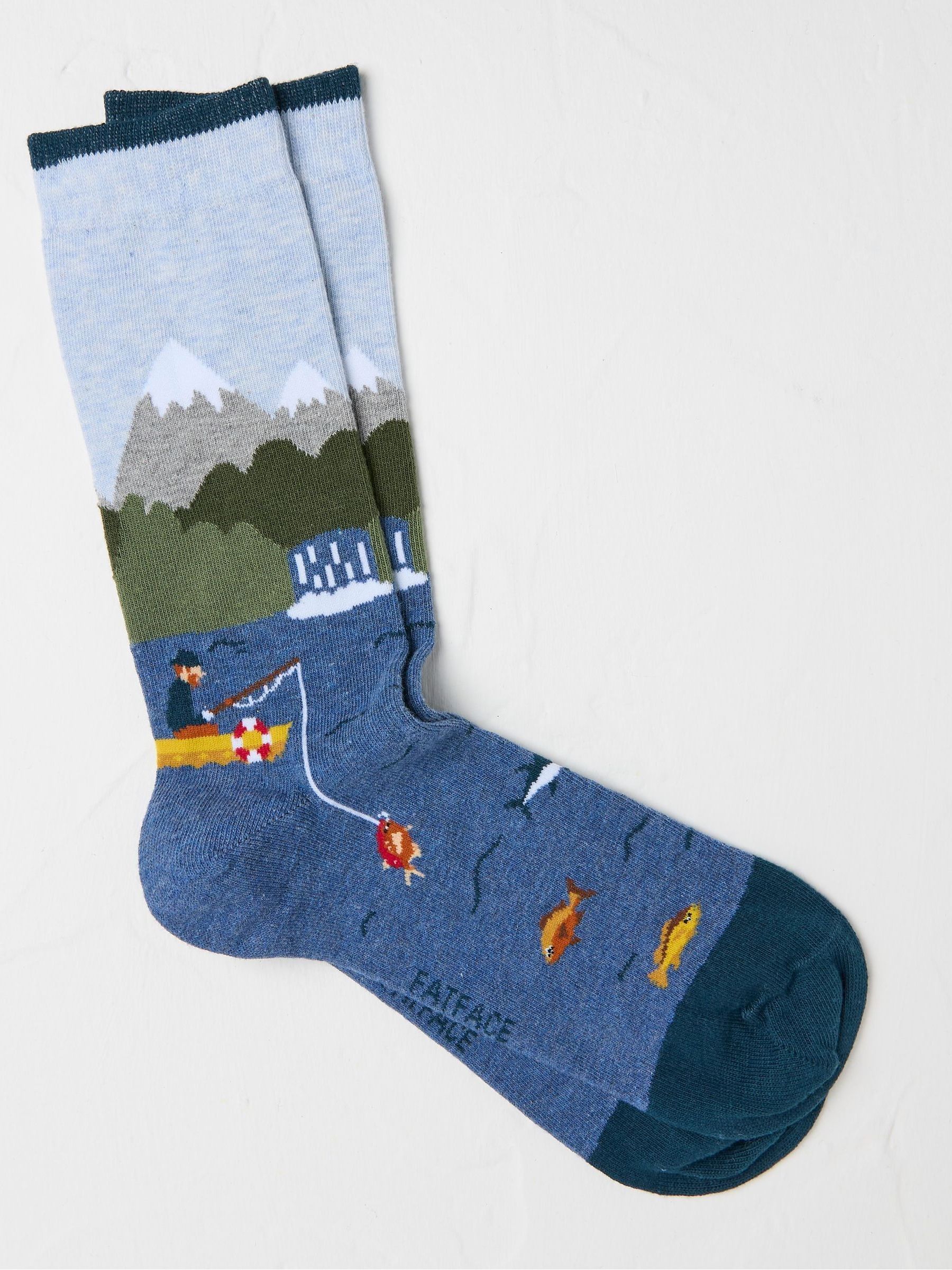 Blue Fish Scene Men's Socks 1 Pack | FatFace