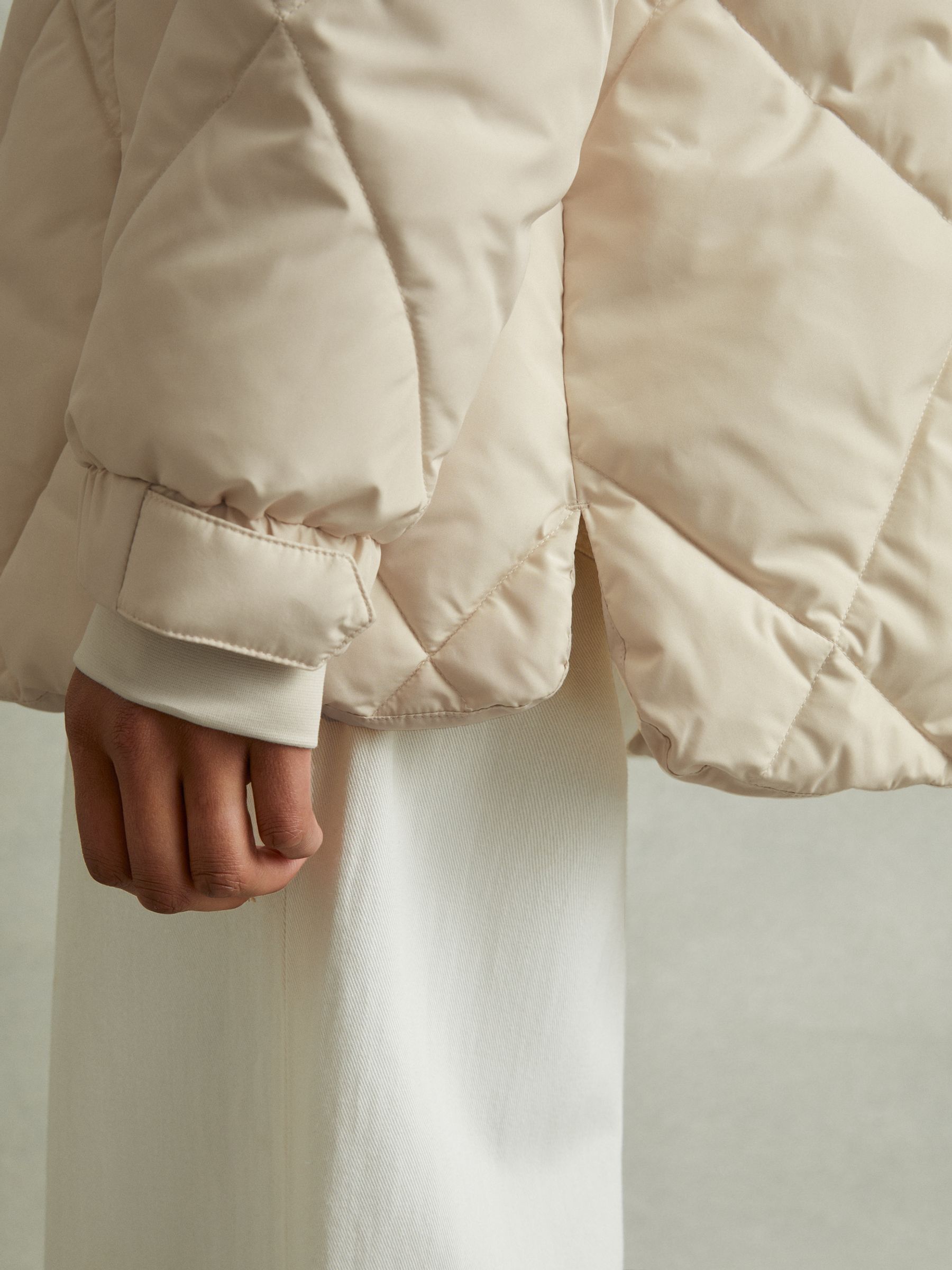 Reiss Quilted Puffer Coat in Cream - REISS
