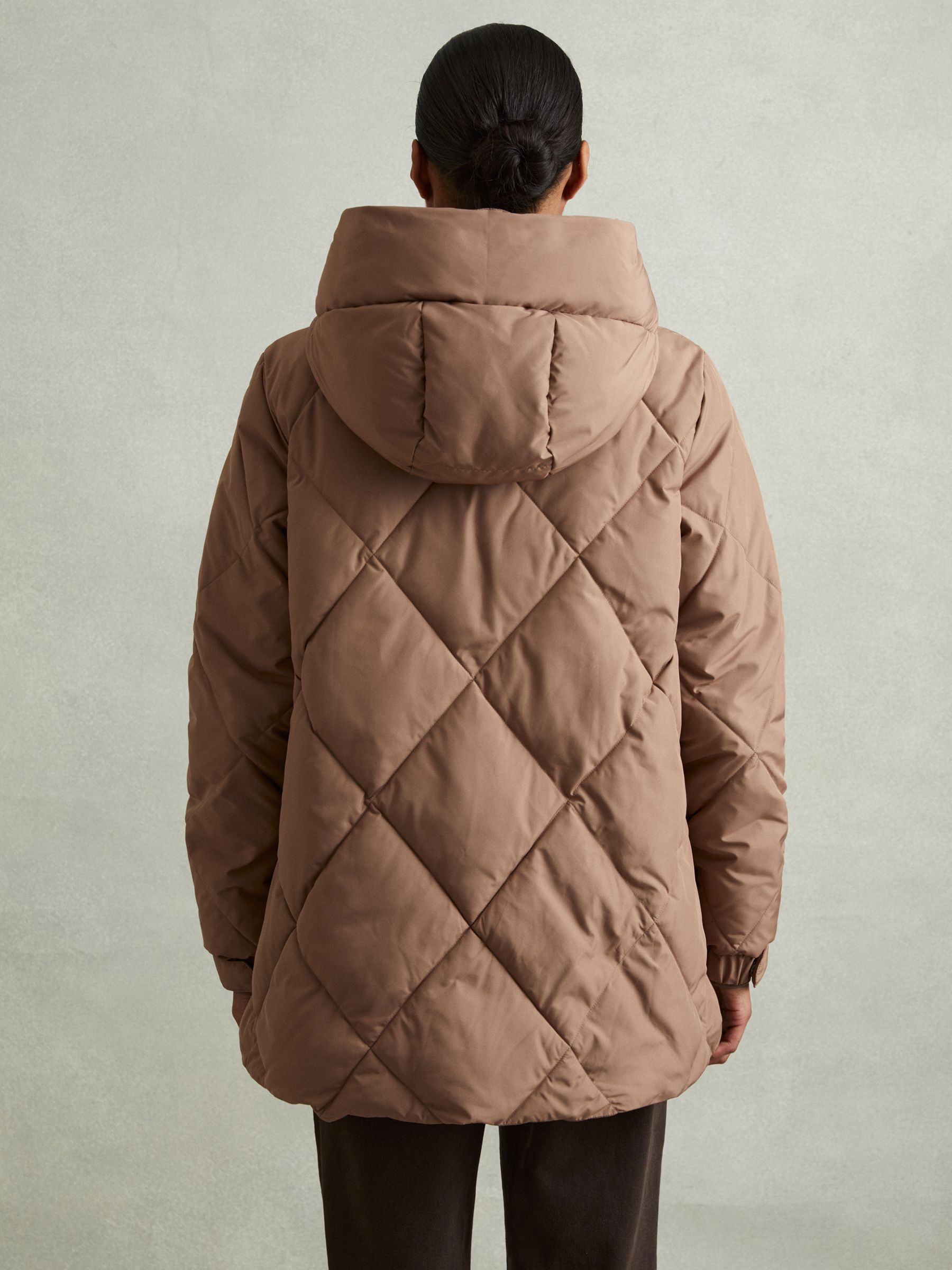 Reiss Quilted Puffer Coat in Mink Neutral - REISS