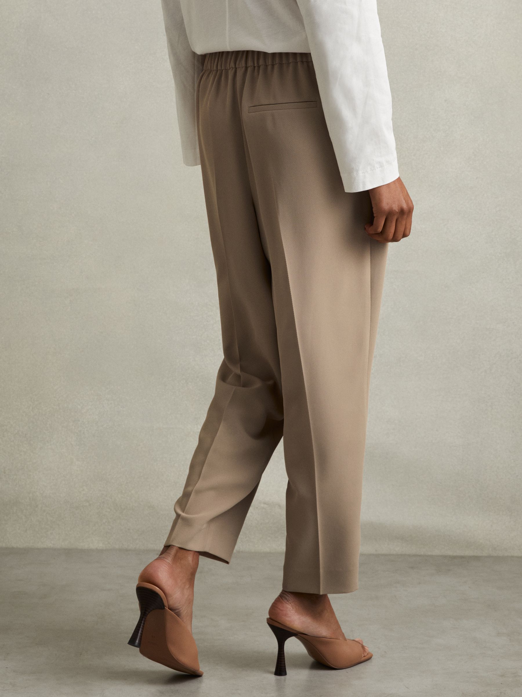 Reiss Front Pleat Tapered Trousers in Mink Neutral | REISS
