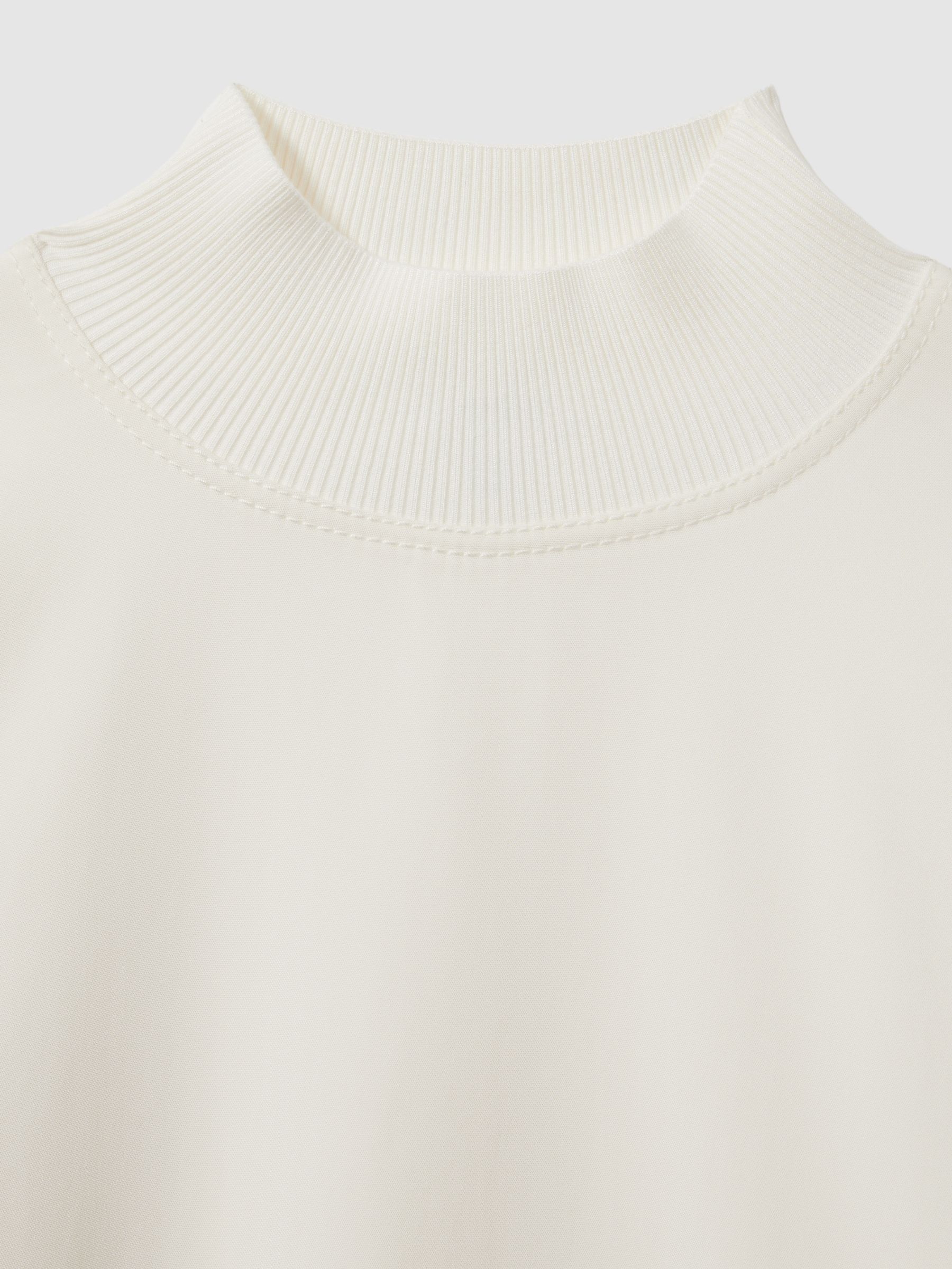 Reiss Oversized Rib-Neck T-Shirt in Ivory - REISS