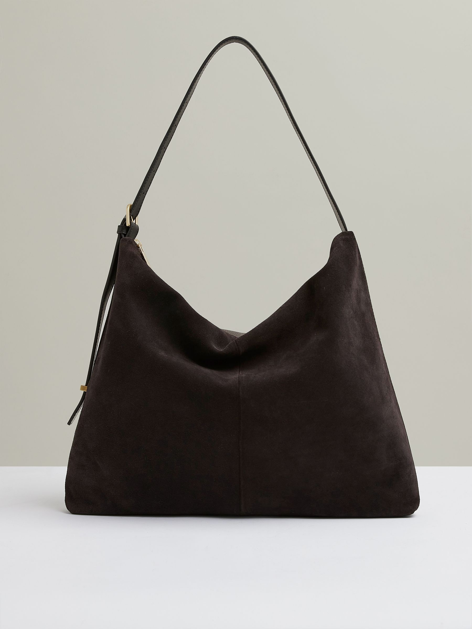 Reiss Grained Leather Tote Bag in Chocolate - REISS