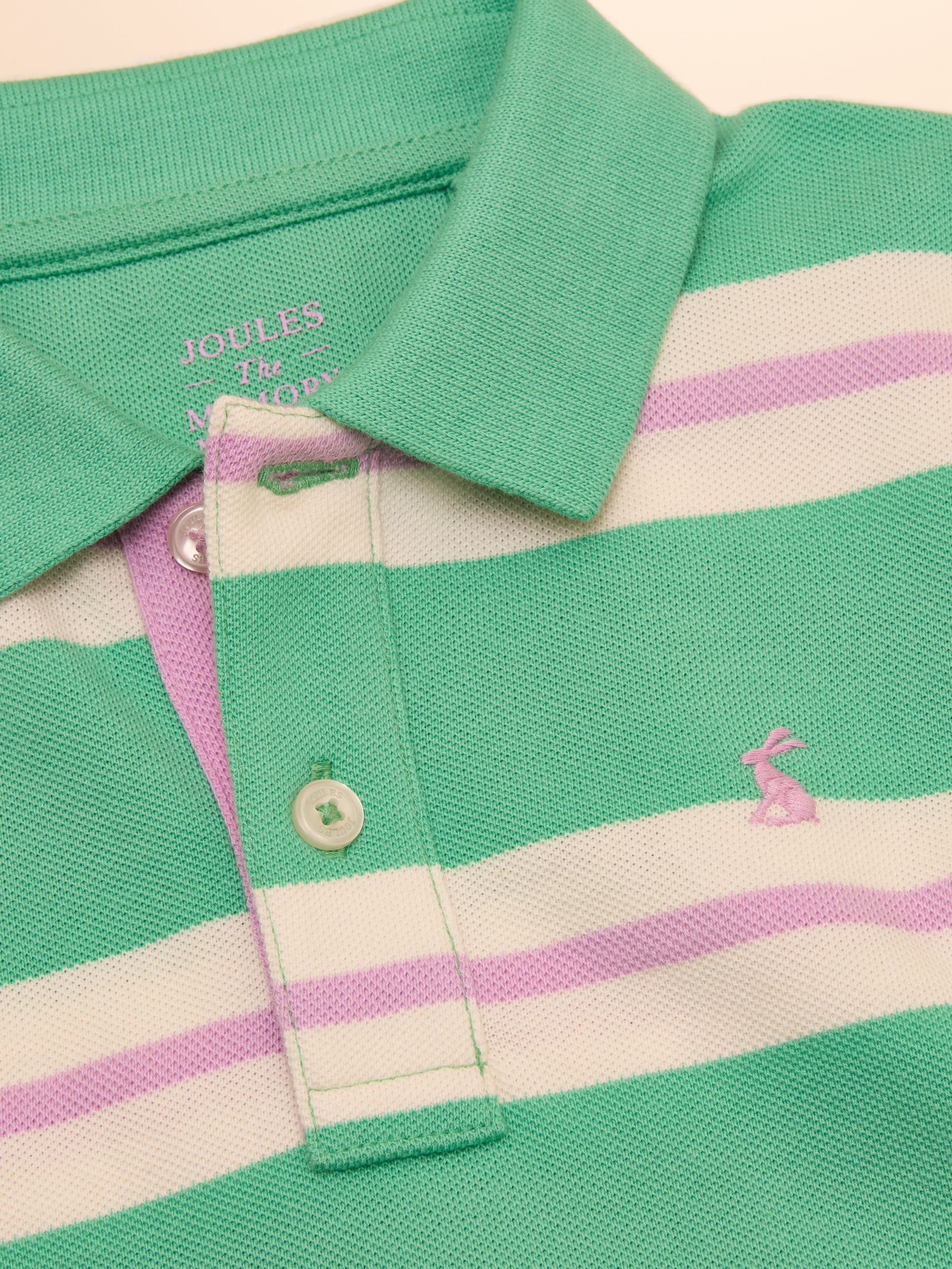 Boys' Woody Green Striped Polo Shirt | Joules
