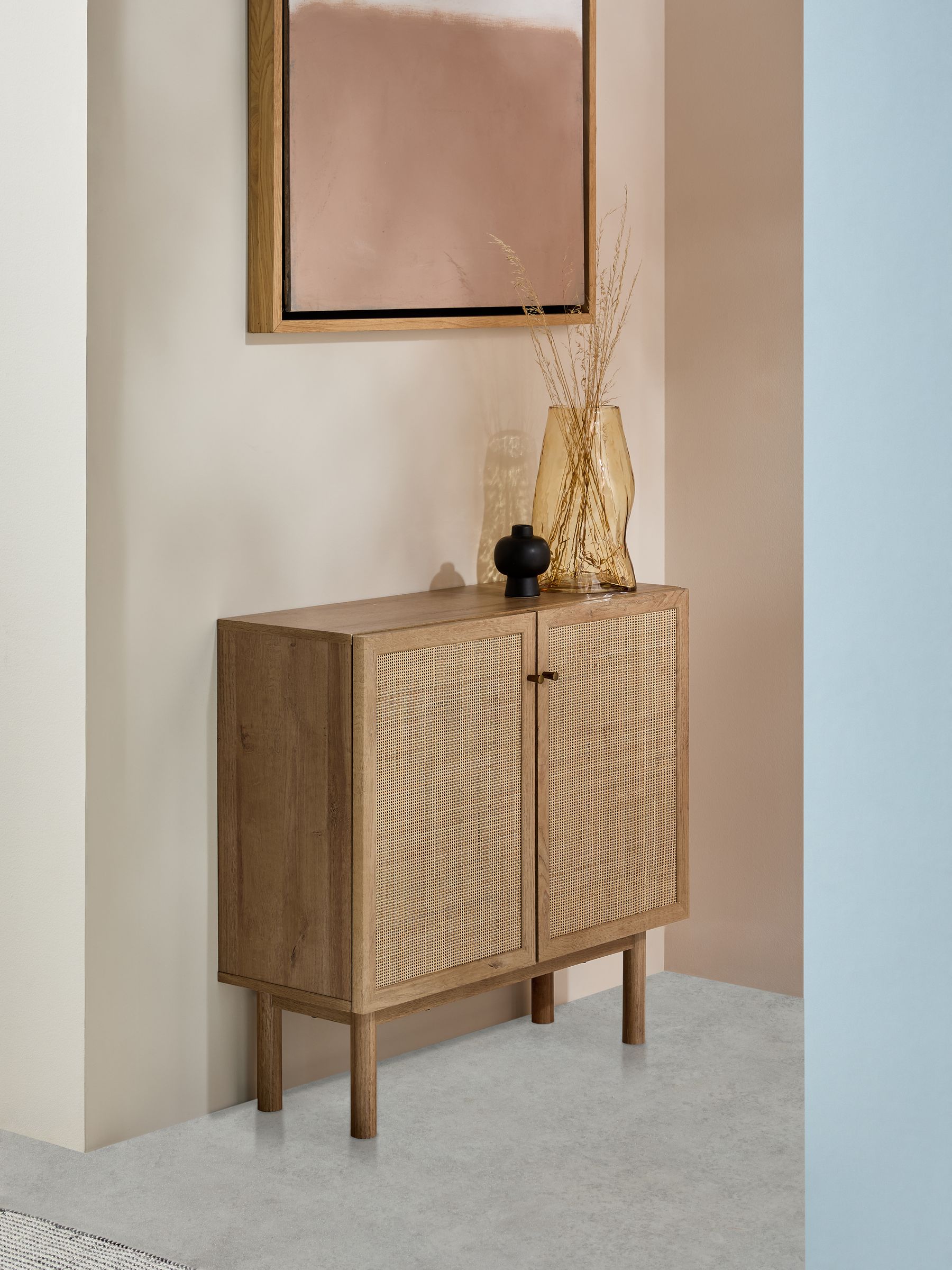 Pavia Rattan Small Sideboard in Oak Effect | Made