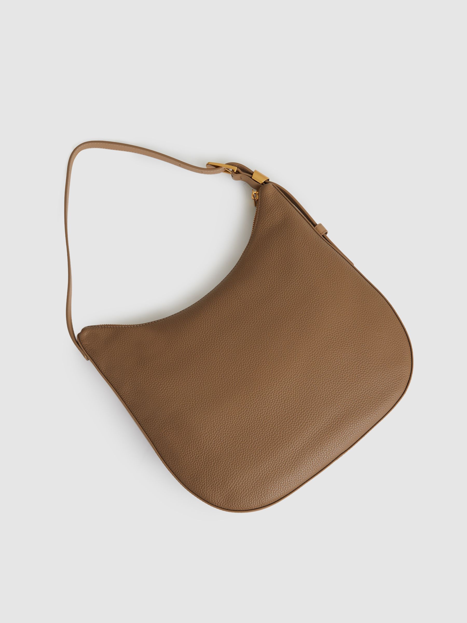 Reiss Leather and Suede Shoulder Bag in Taupe - REISS
