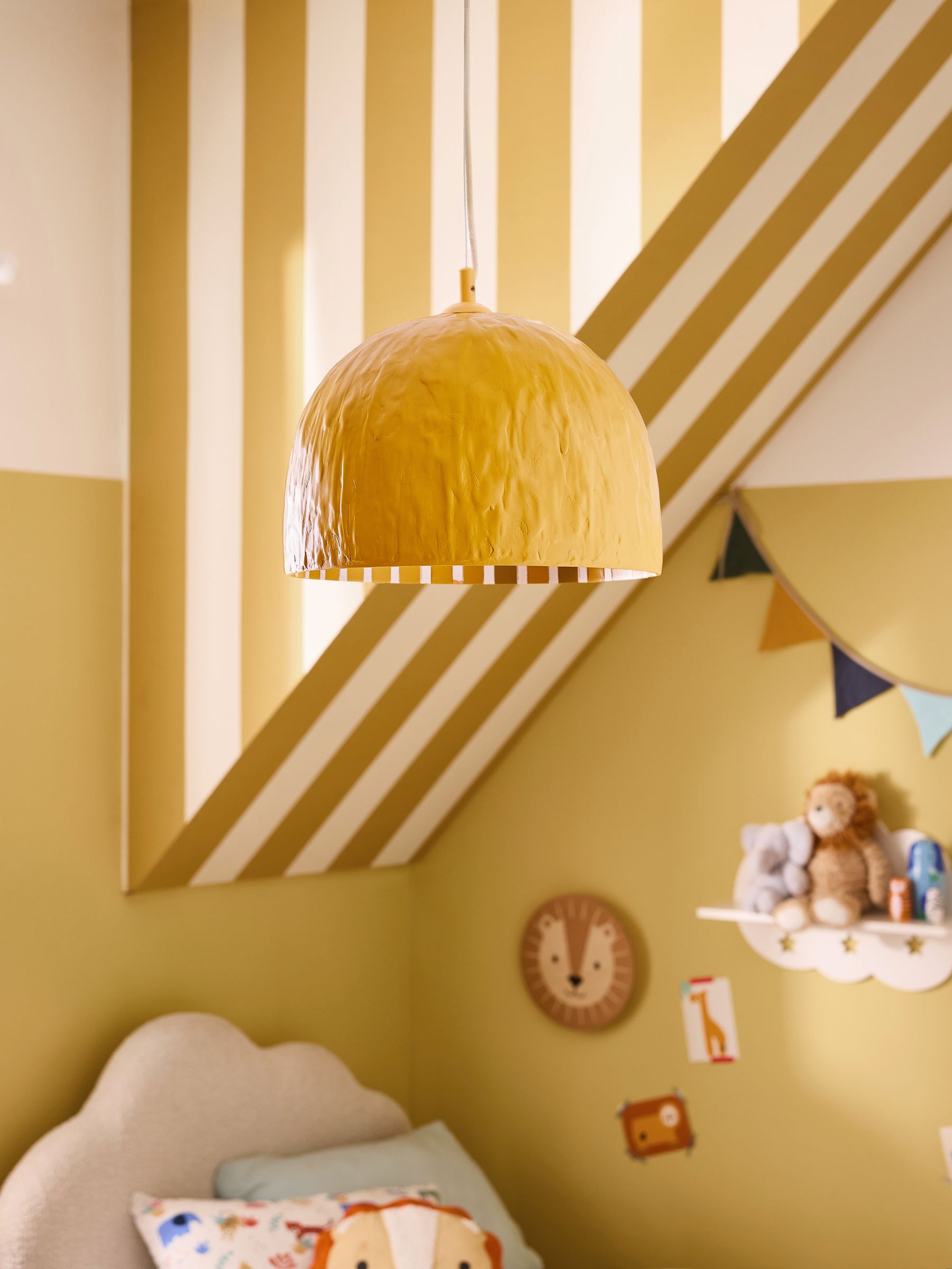 Ochre Yellow Asta Stripe Pendant Light | JoJo Maman Bébé