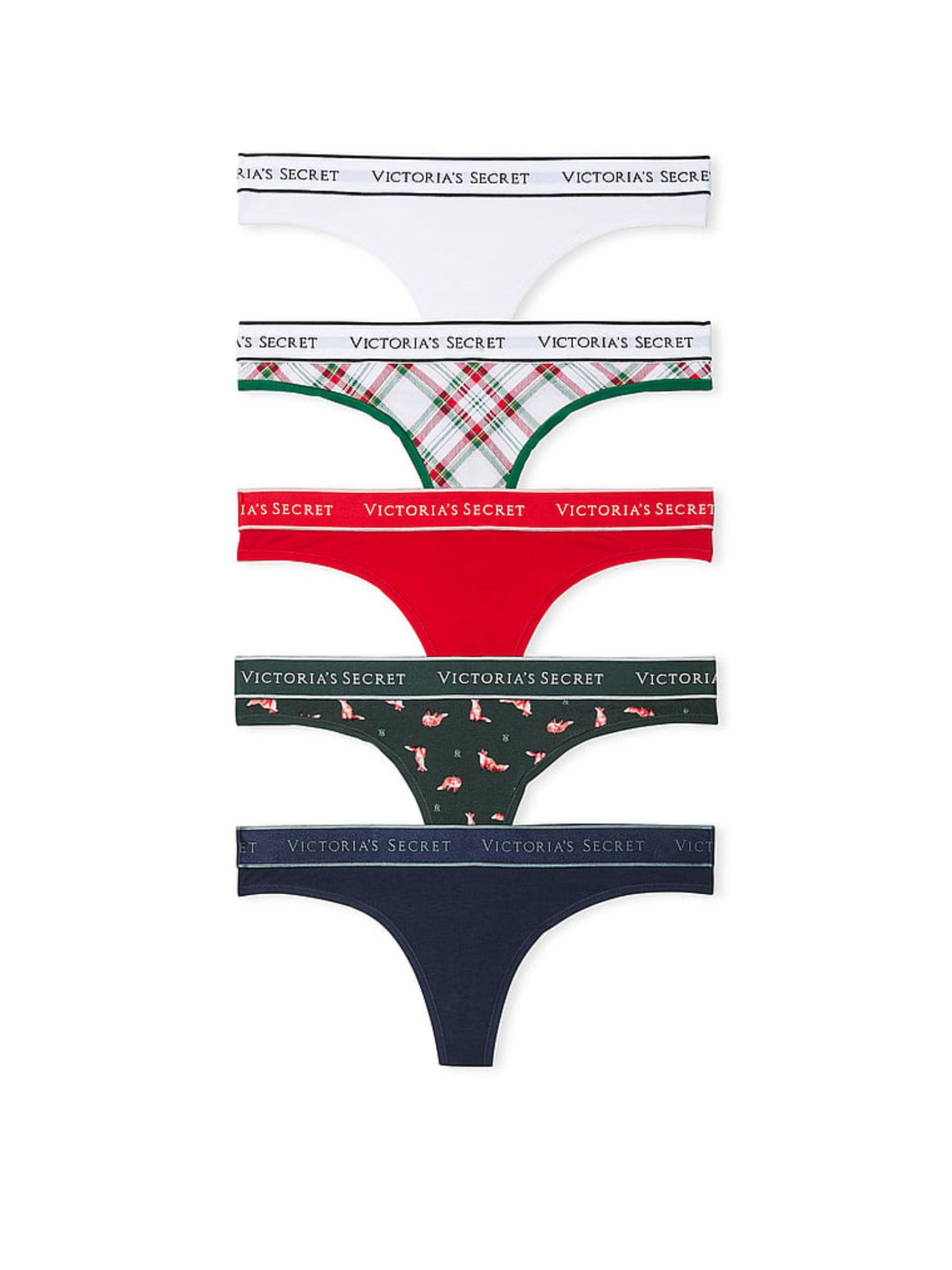 White/Red/Green/Blue Thong Logo 5 Pack Knickers | Victoria's Secret UK