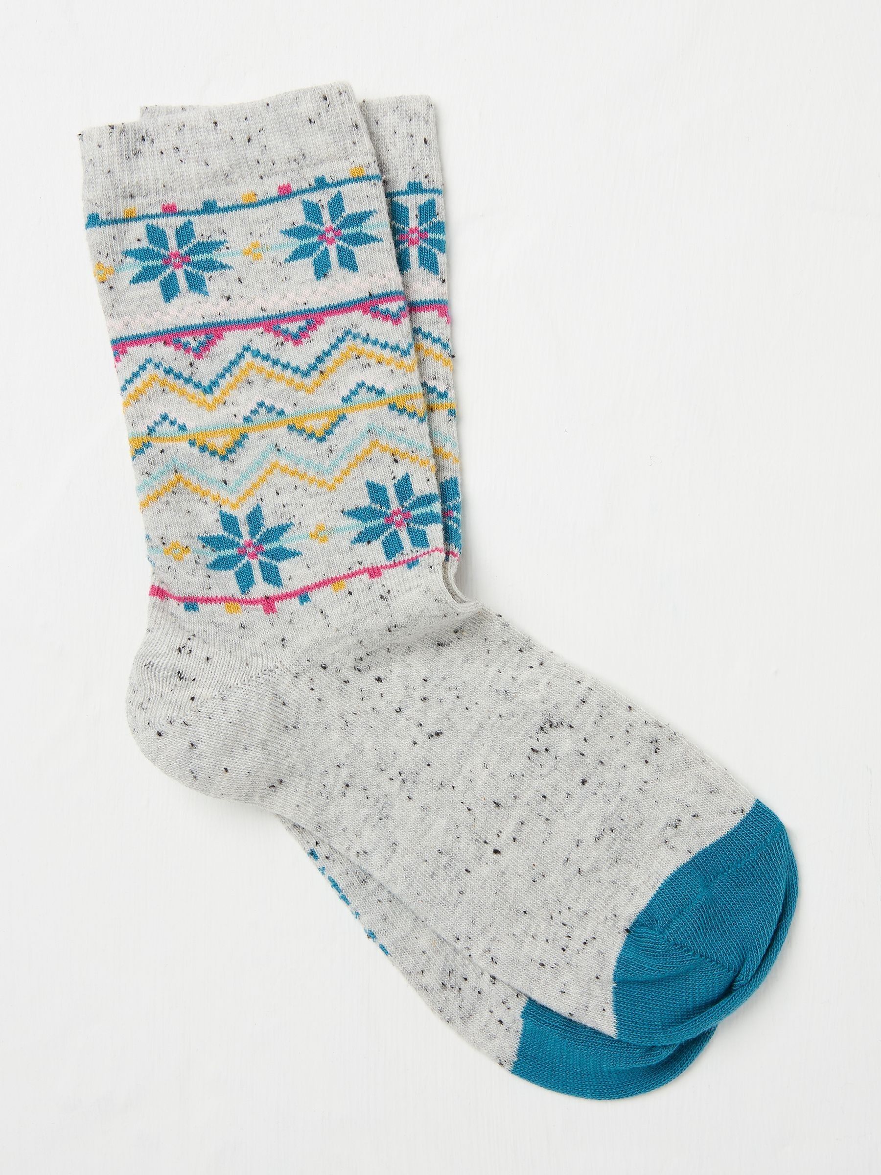 Grey Womens Fairisle Pattern Socks 1 Pack | FatFace