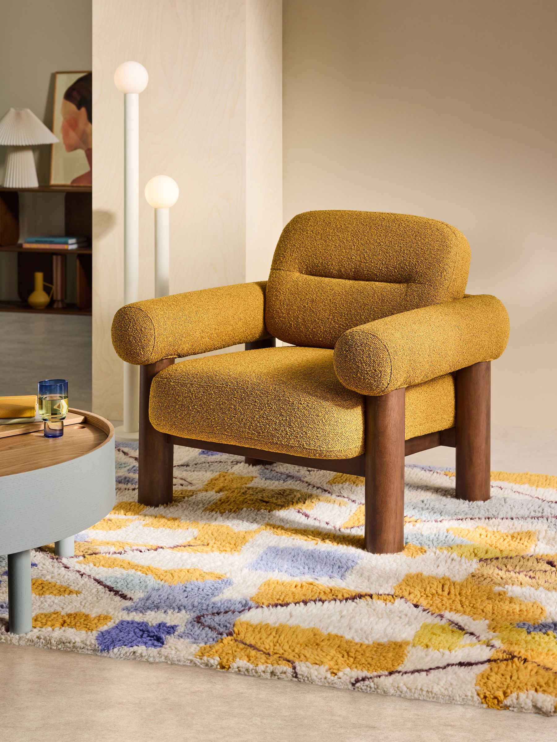 Coral Yellow Chair Living Rooms