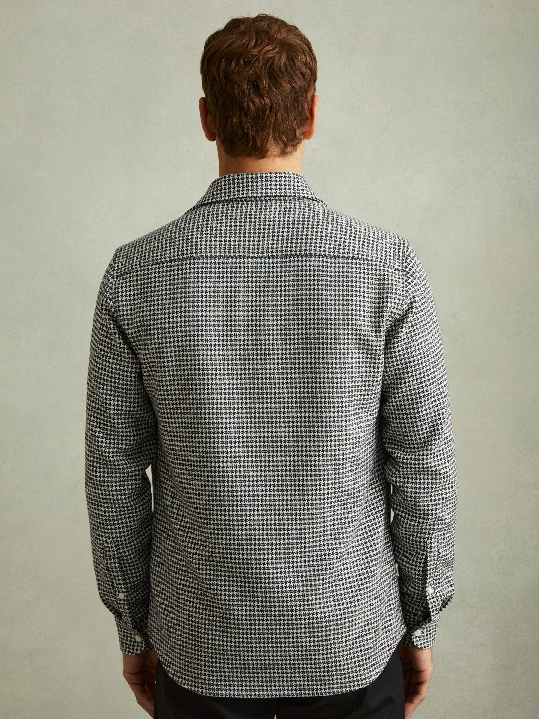 Reiss Houndstooth Overshirt in Black - REISS