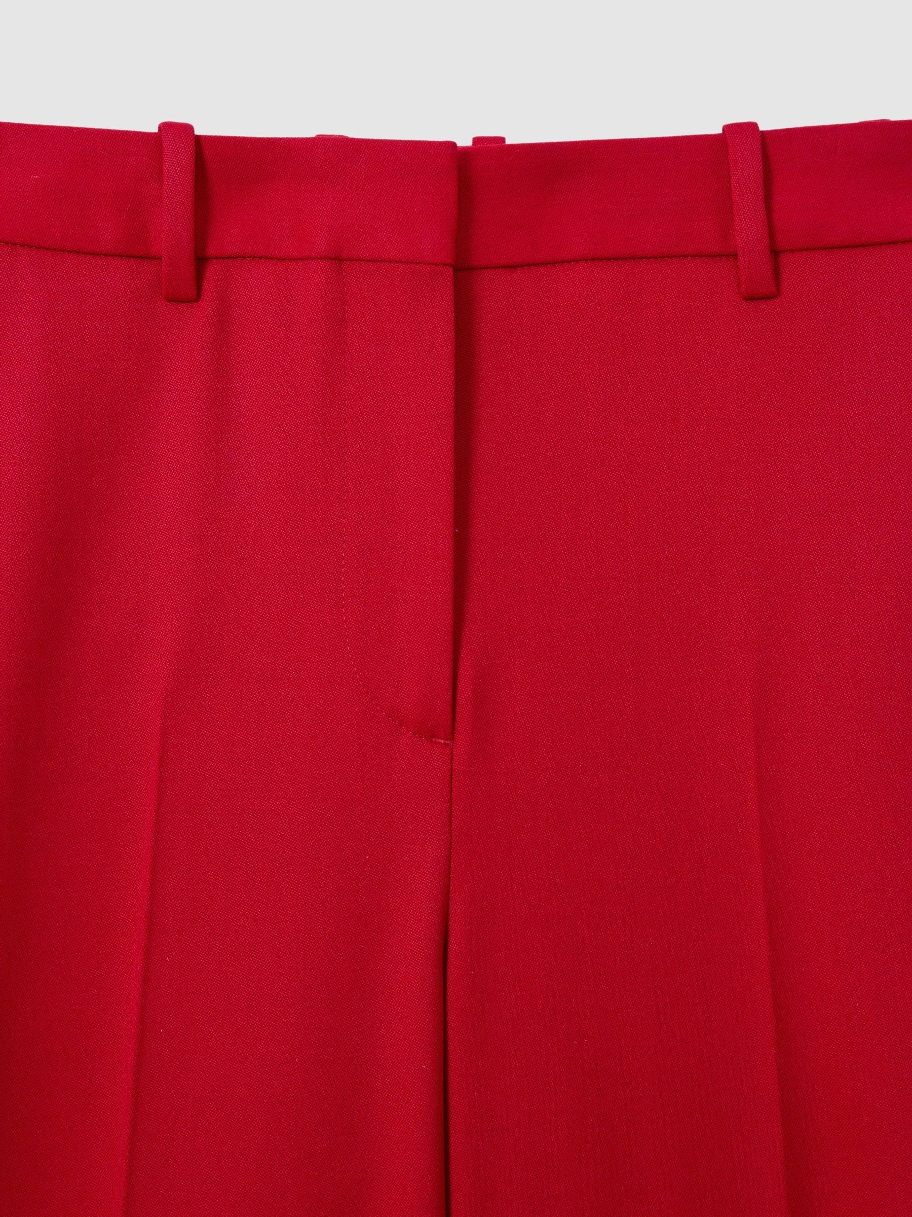 Reiss Wool Blend Wide Leg Tux Trousers in Red - REISS
