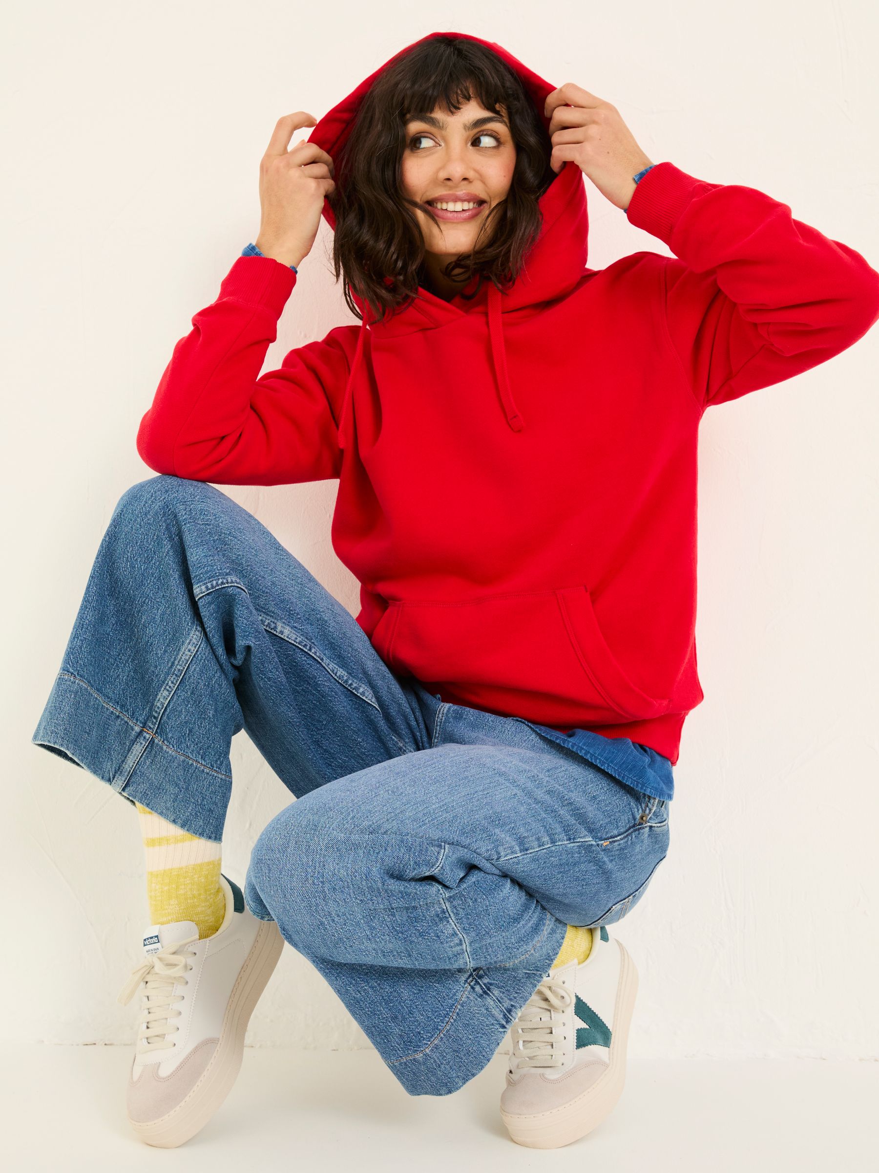 Izzy Bright Red Overhead Hoodie | FatFace
