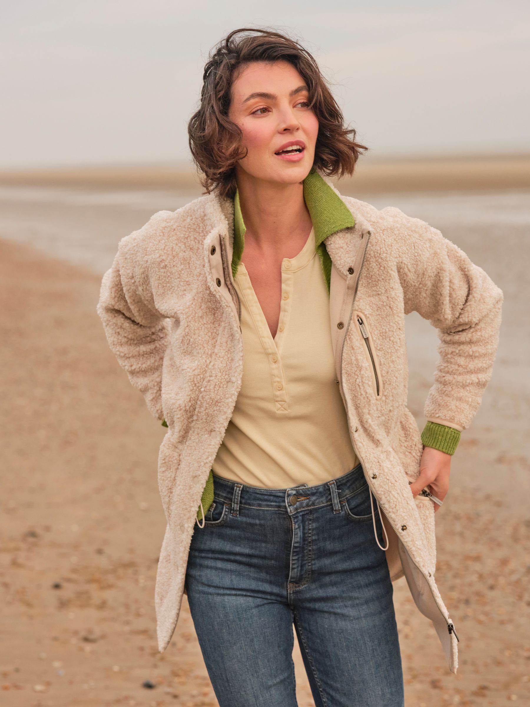 Hadley Oatmeal Zip Through Fleece Jacket | FatFace