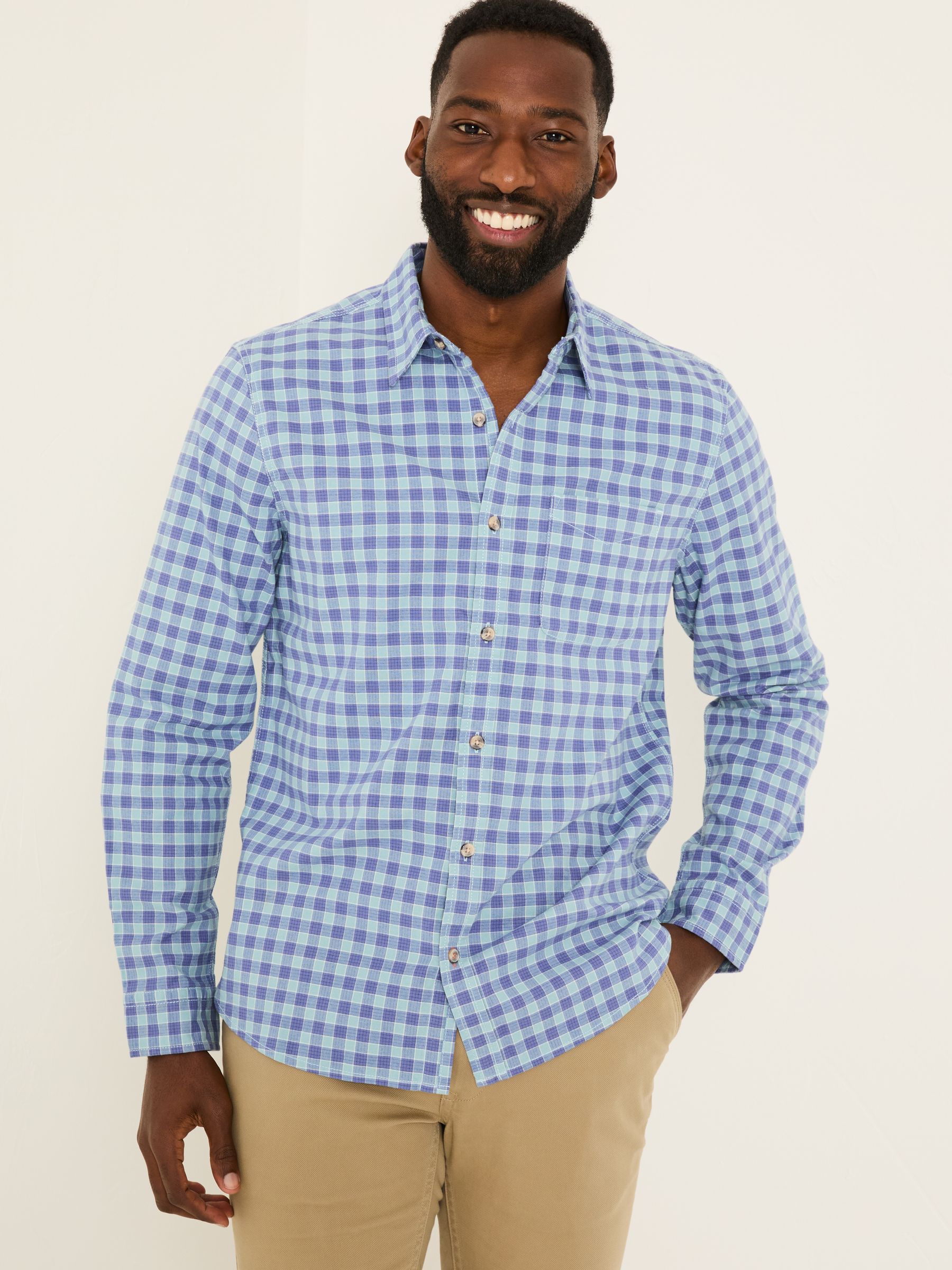 Sandy Light Vintage Blue Long Sleeve Check Shirt | FatFace