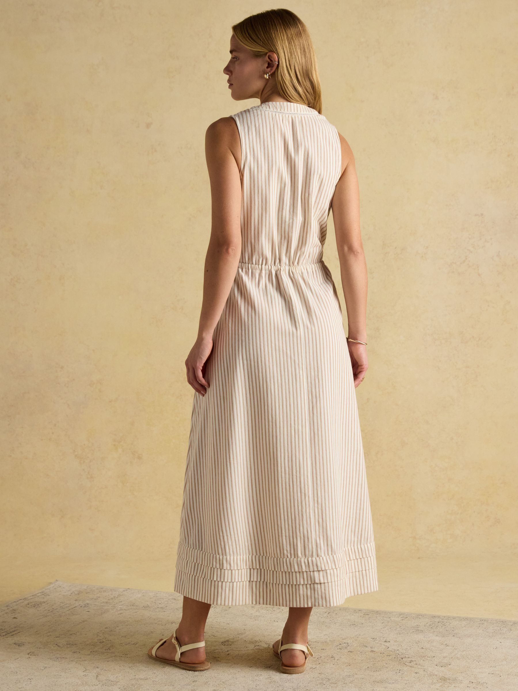 Gracie Tan Brown Button Down Midi Dress | Joules