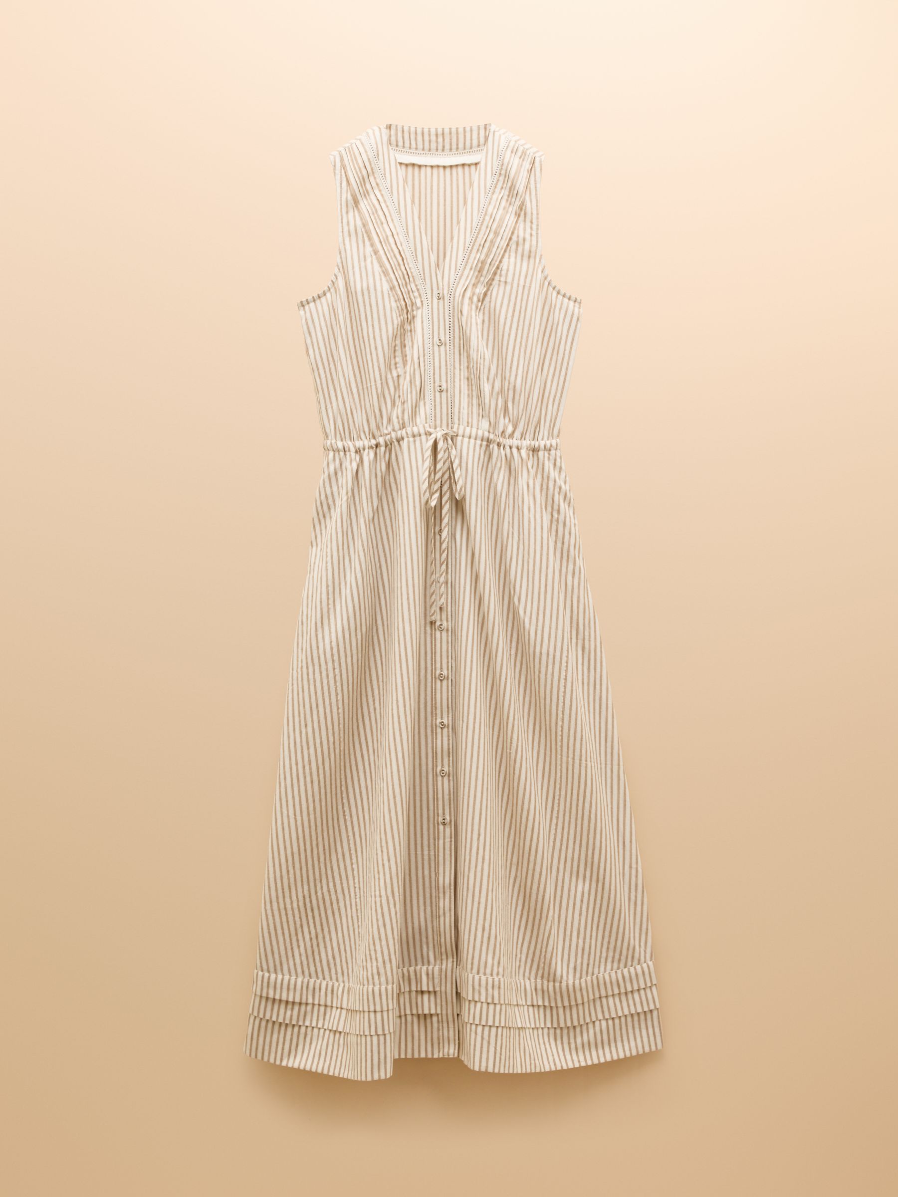 Gracie Tan Brown Button Down Midi Dress | Joules