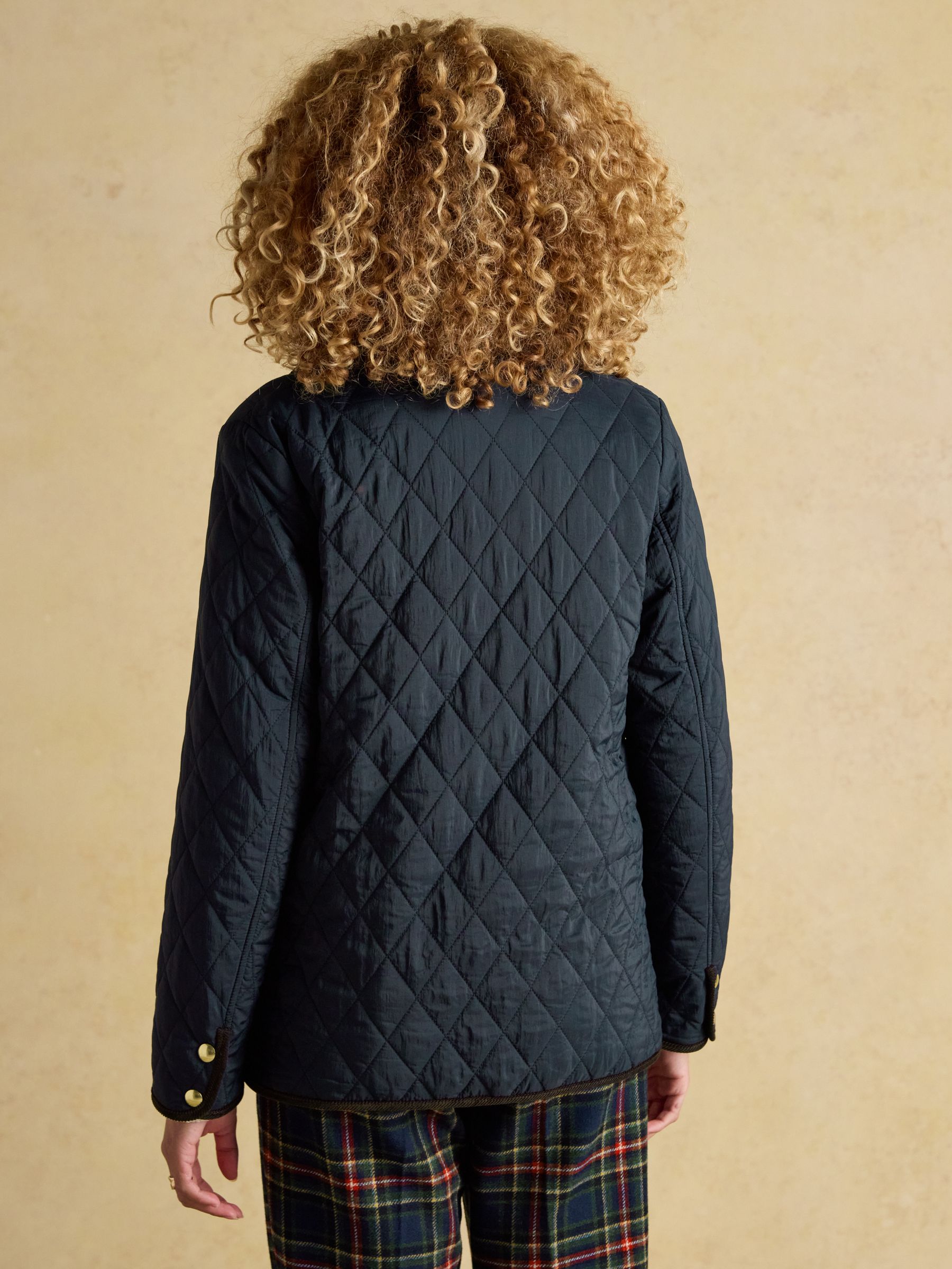 Quinn Navy Blue Showerproof Diamond Quilted Coat | Joules