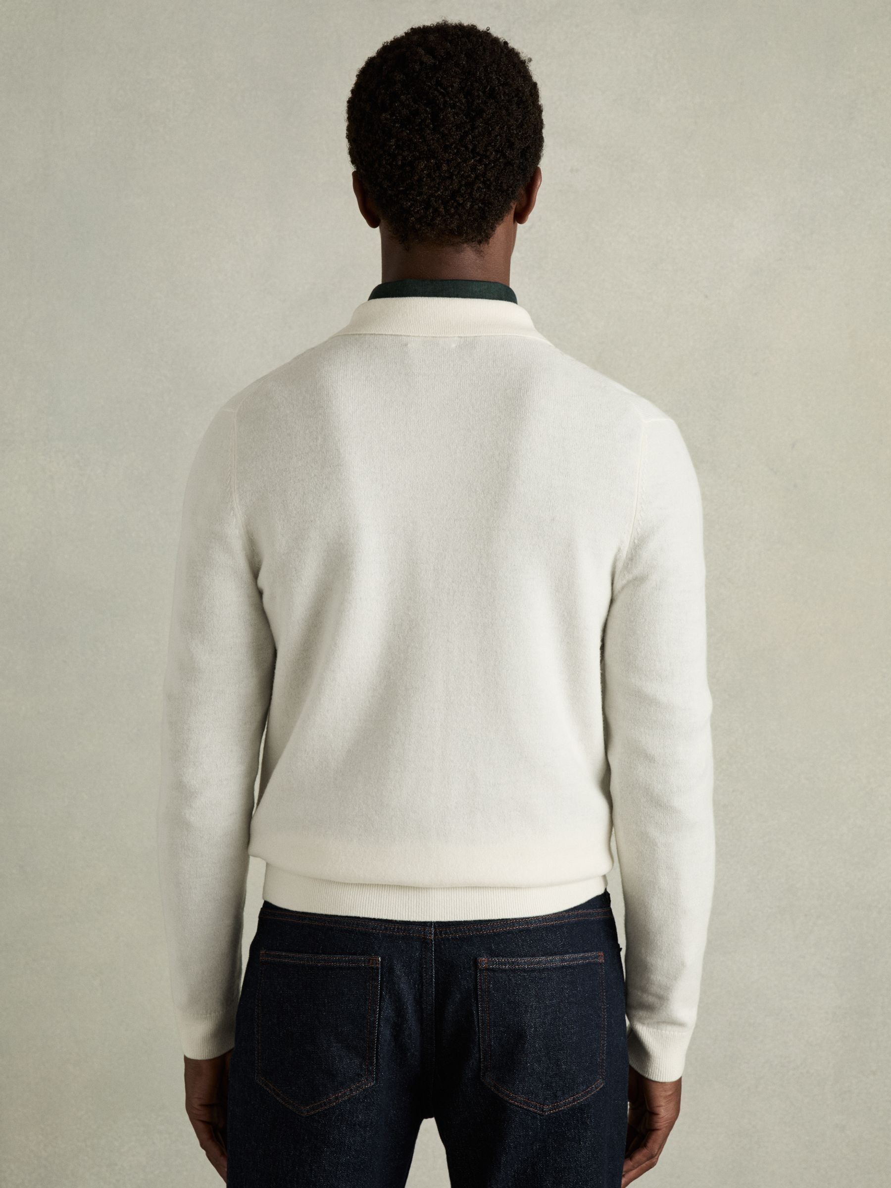 Reiss Wool Cabled-Knitted Cardigan in White - REISS