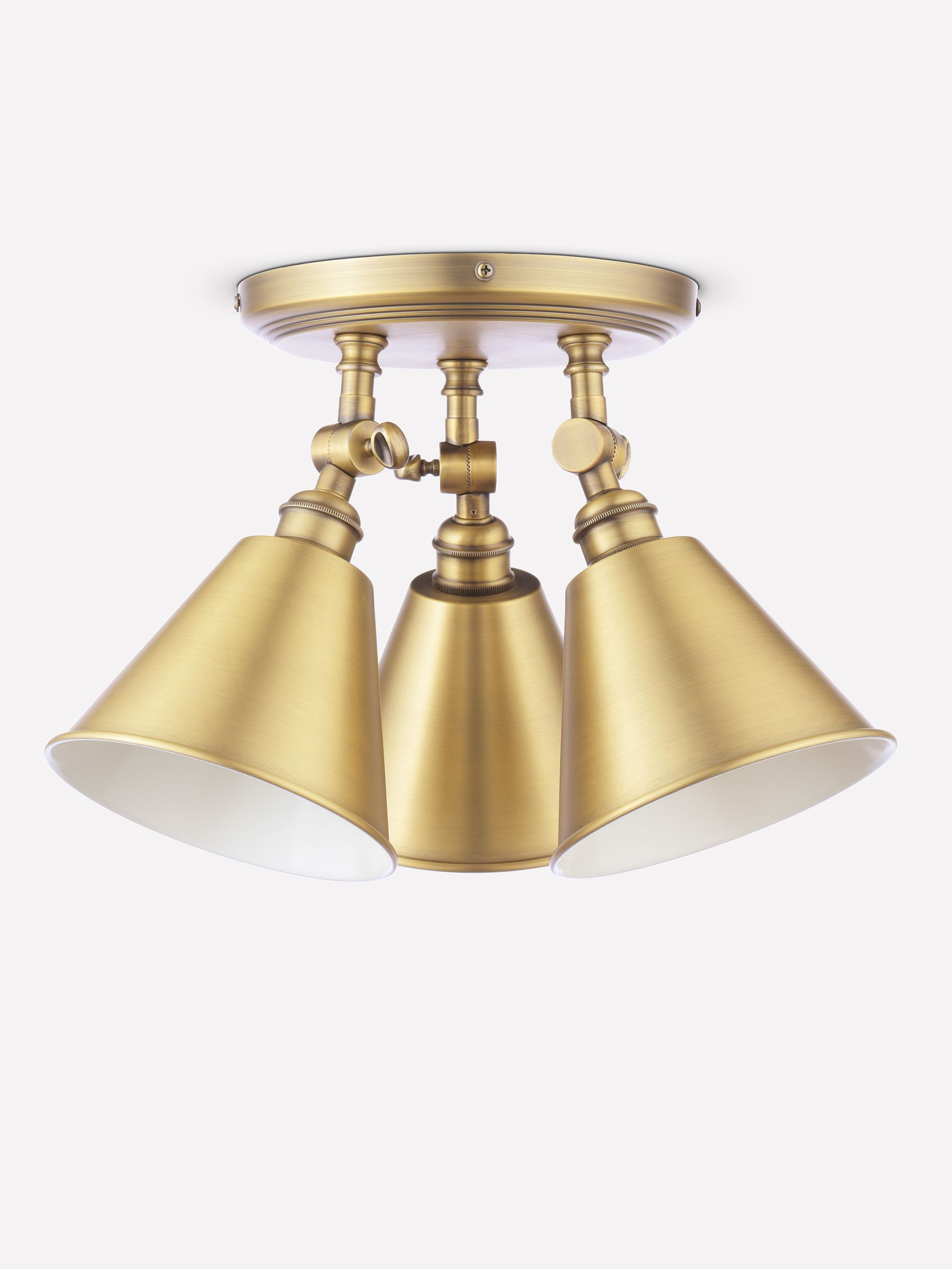 Wollaton Gold Three Way Brass Ceiling Light | Joules