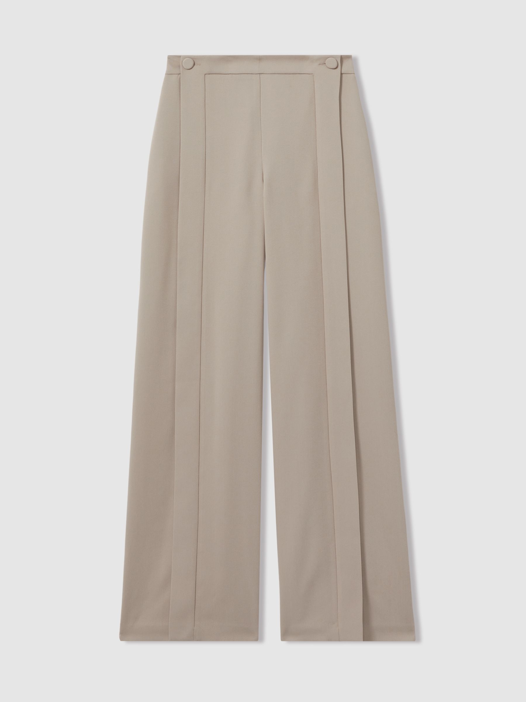 Reiss Button-Front Wide Leg Trousers in Stone | REISS