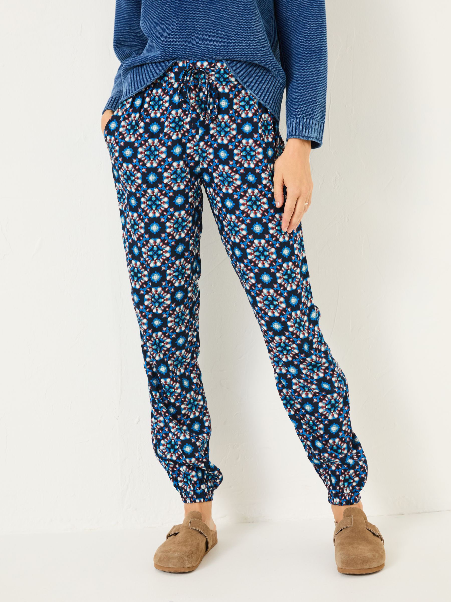 Lyme Blue Batik Geo Cuffed Jogger | FatFace