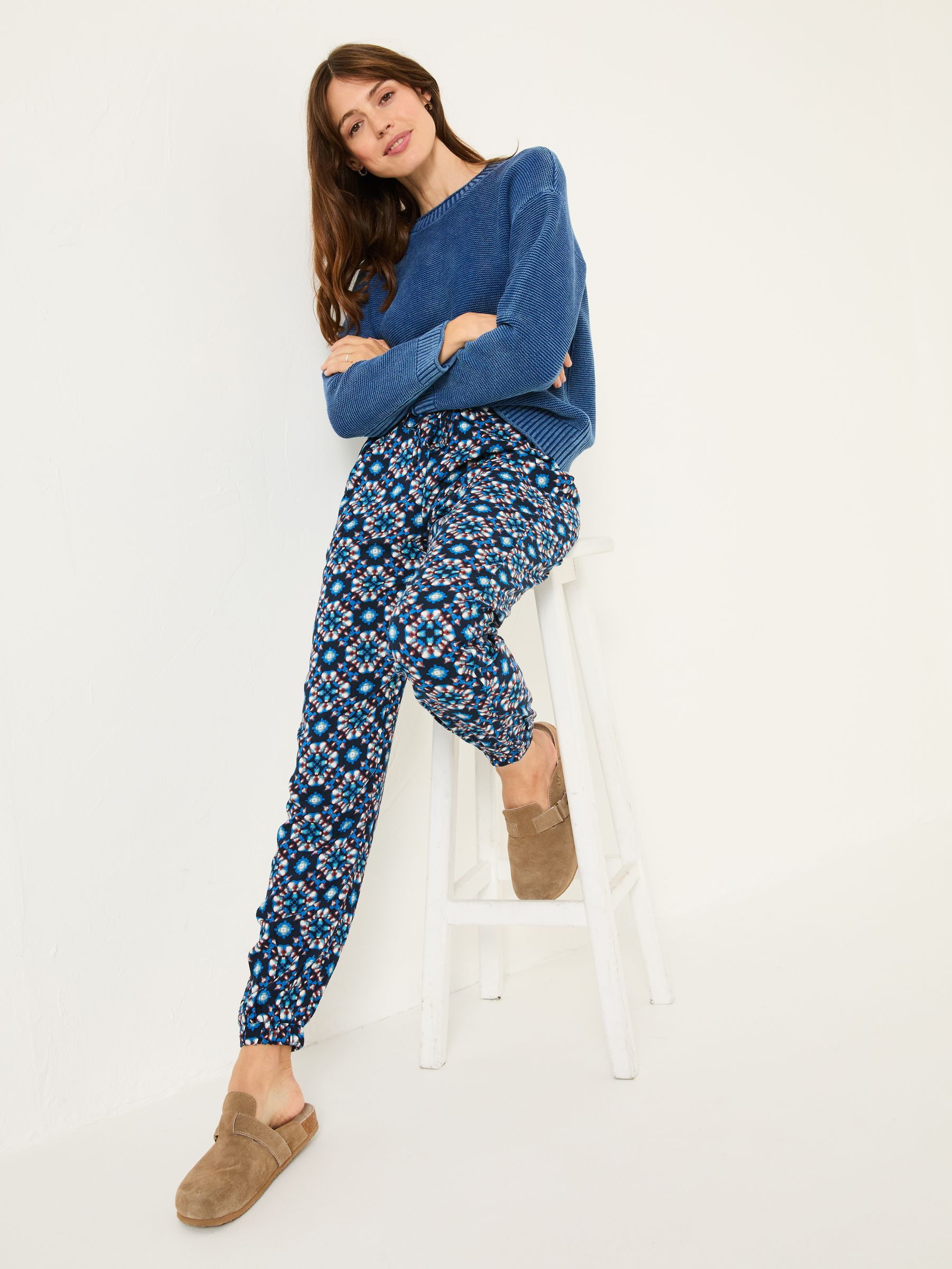 Lyme Blue Batik Geo Cuffed Jogger | FatFace