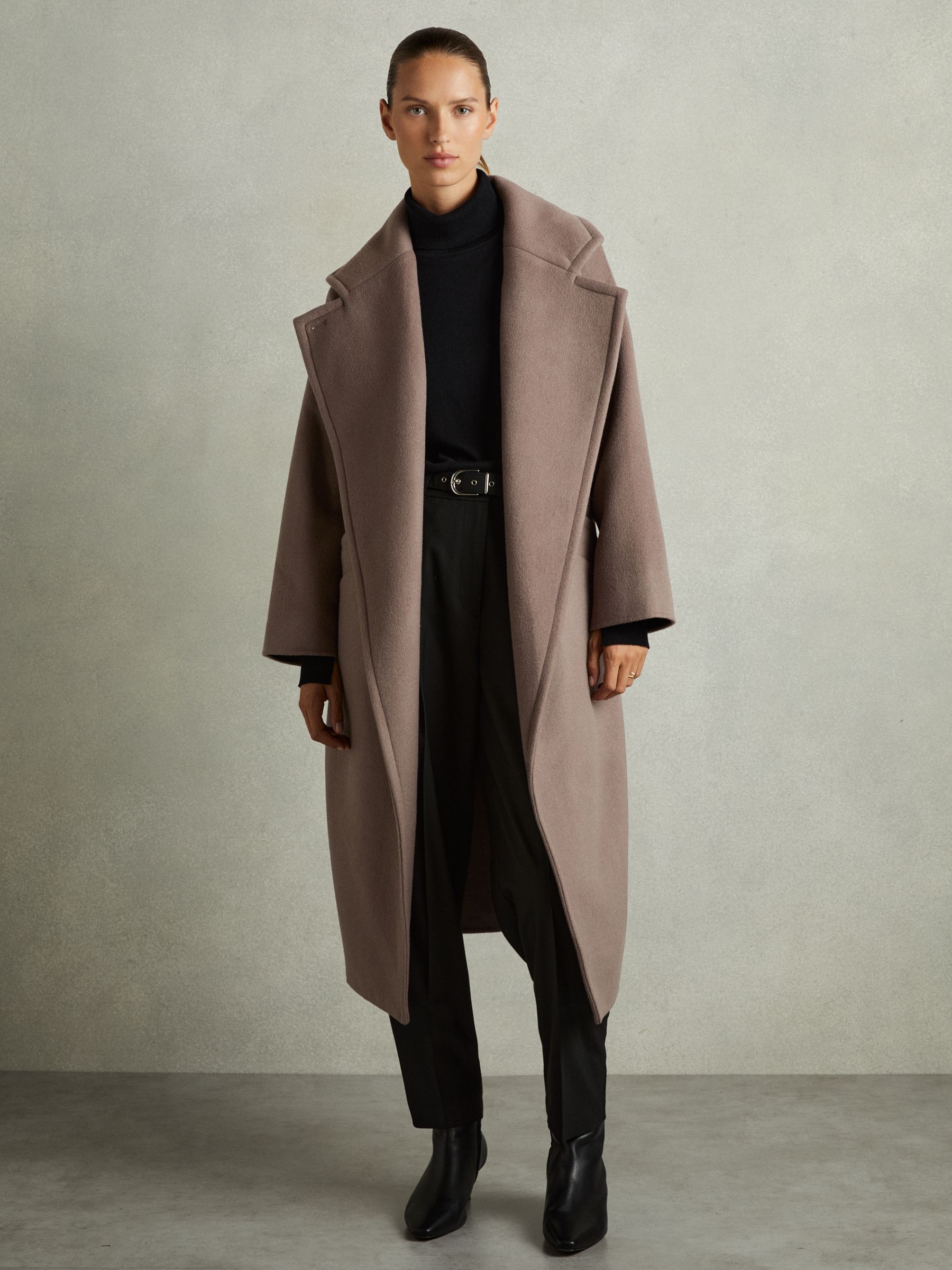 Reiss Wool-Blend Blindseam Coat in Mink Neutral - REISS