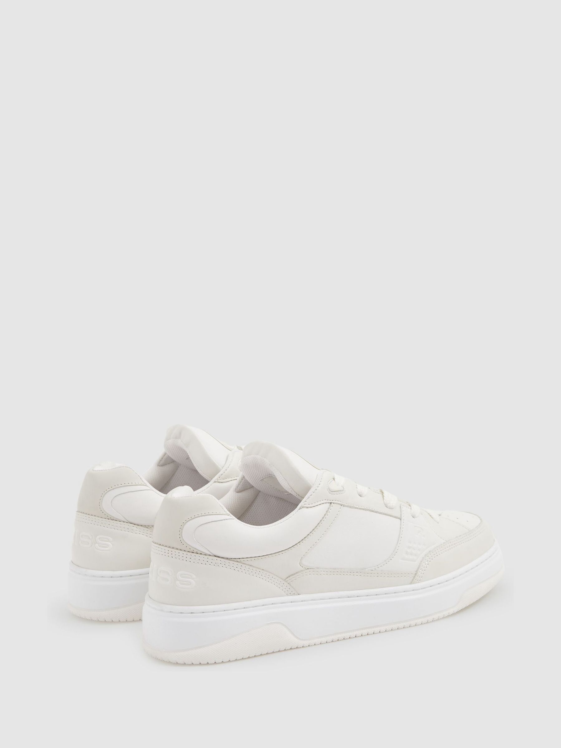 Reiss Panelled Leather Trainers in White | REISS