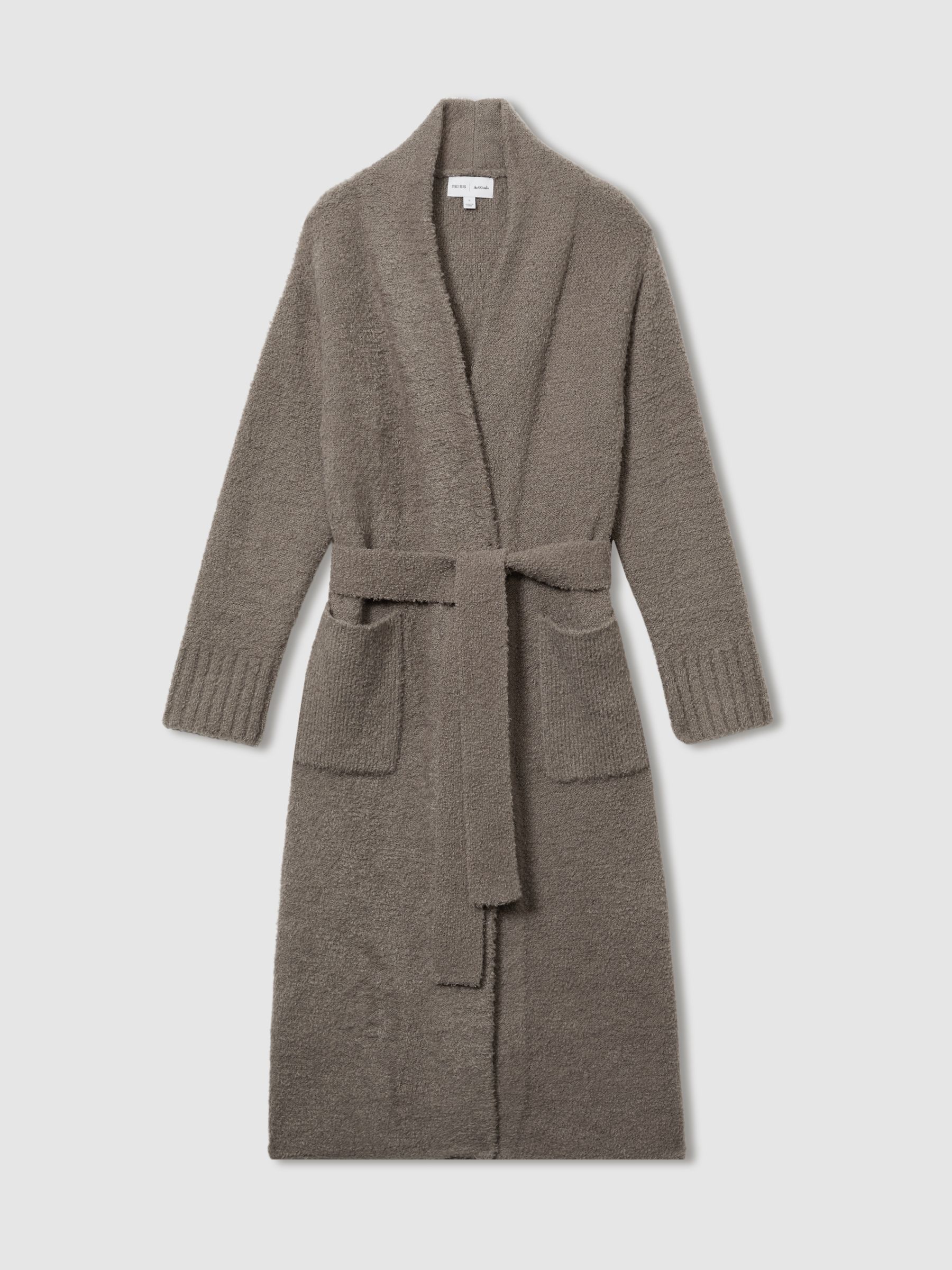 Reiss Reiss | Les 100 Ciels Bouclé Cardigan with Wool in Mink | REISS