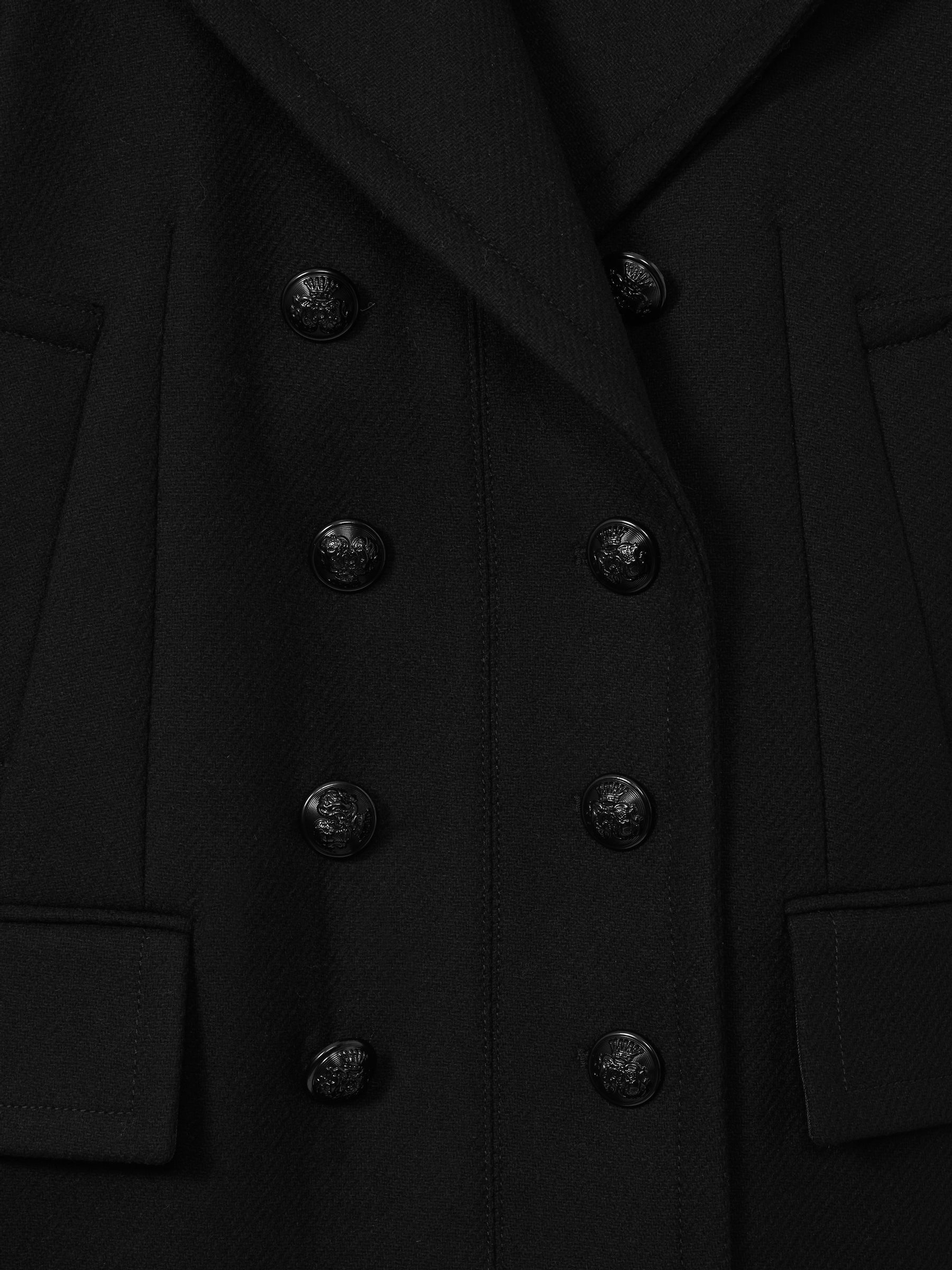 Reiss Wool Blend Double Breasted Pea Coat in Black - REISS