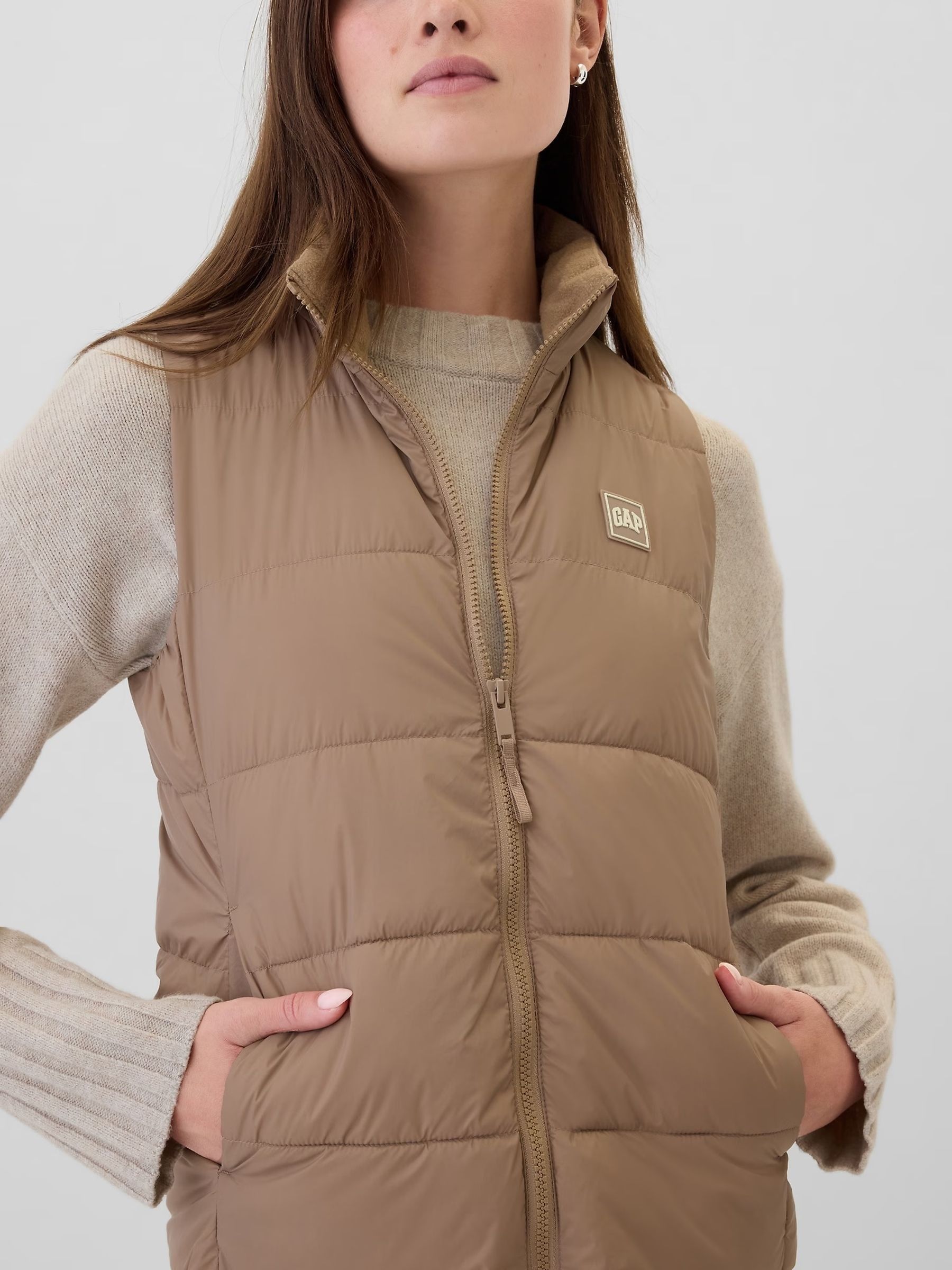 Brown Logo Cold Control Puffer Gilet | Gap