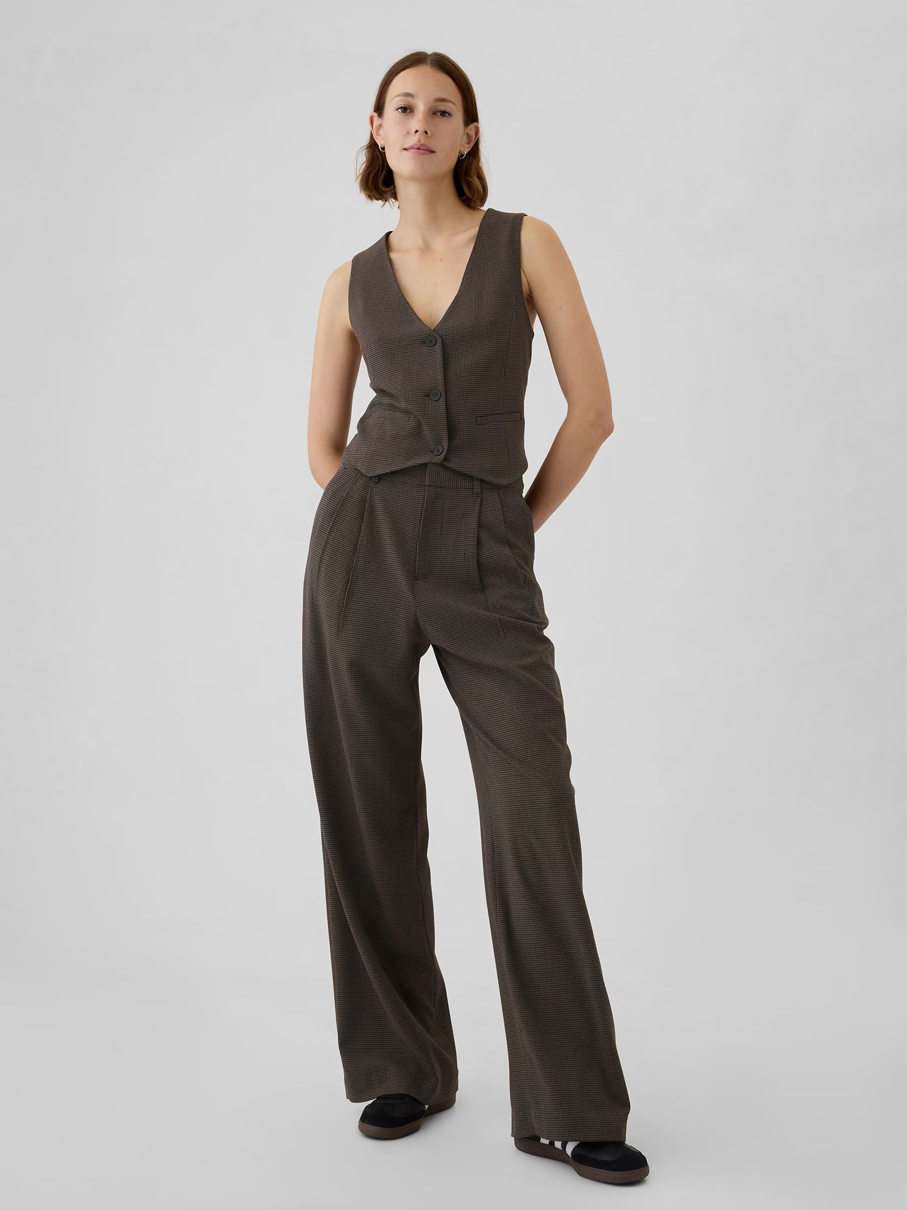 Brown Cropped Waistcoat | Gap