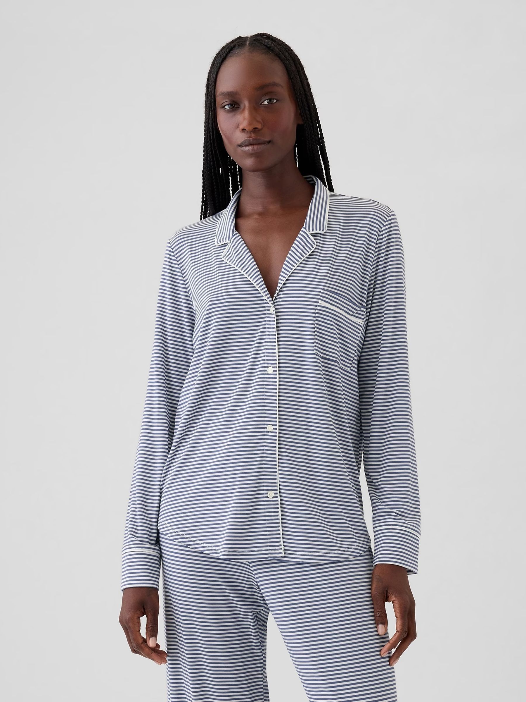 Blue Modal Long Sleeve Pyjama Shirt | Gap