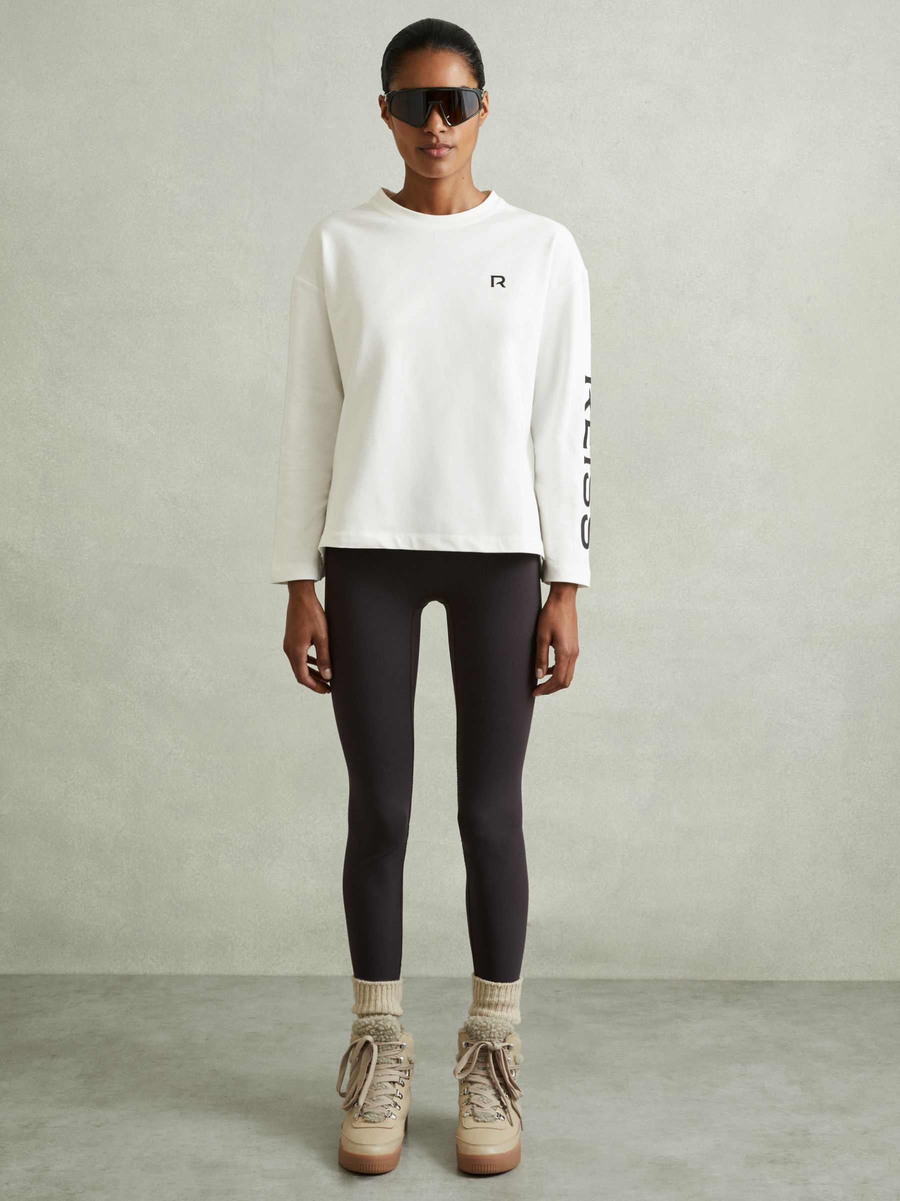 Reiss Cotton Blend Logo Top in White - REISS