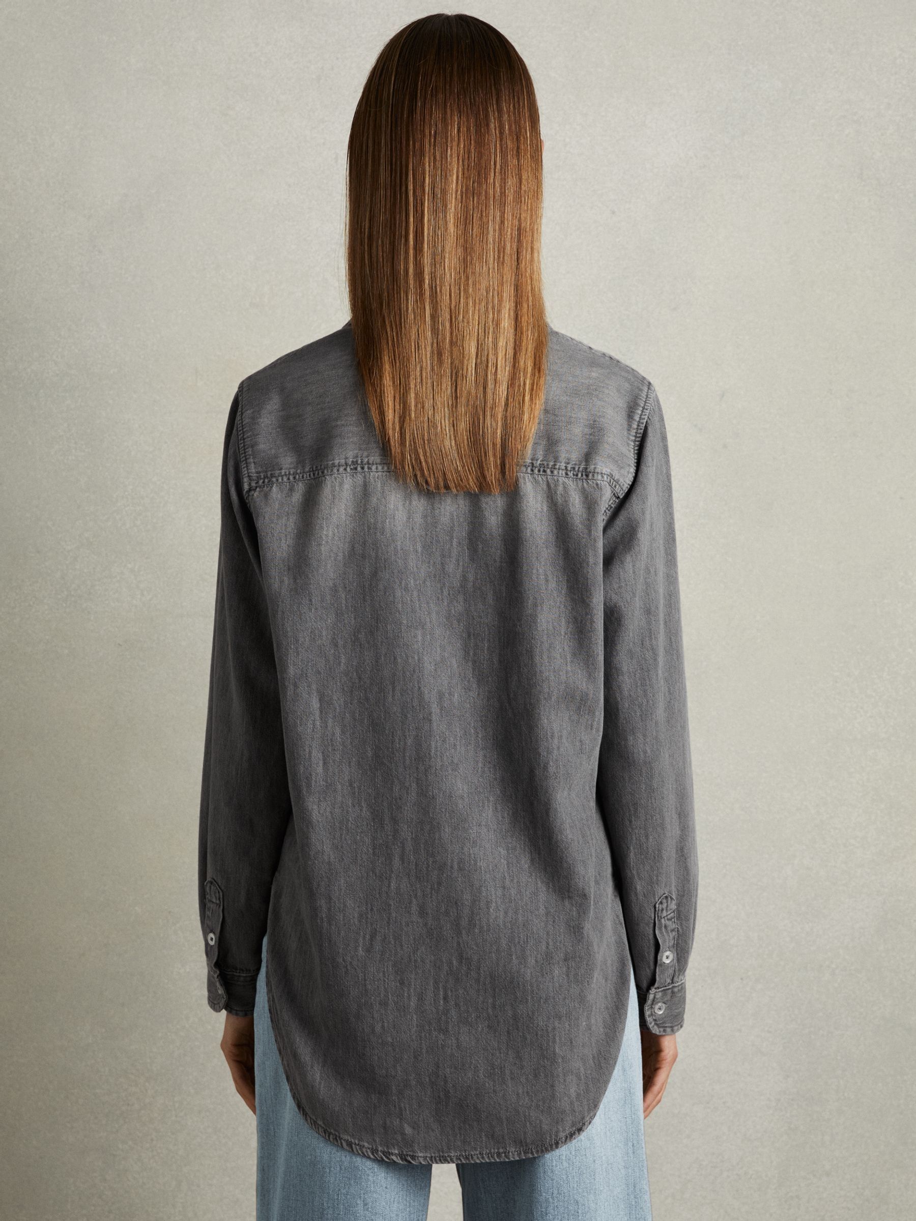 Reiss Relaxed Denim Shirt in Grey - REISS