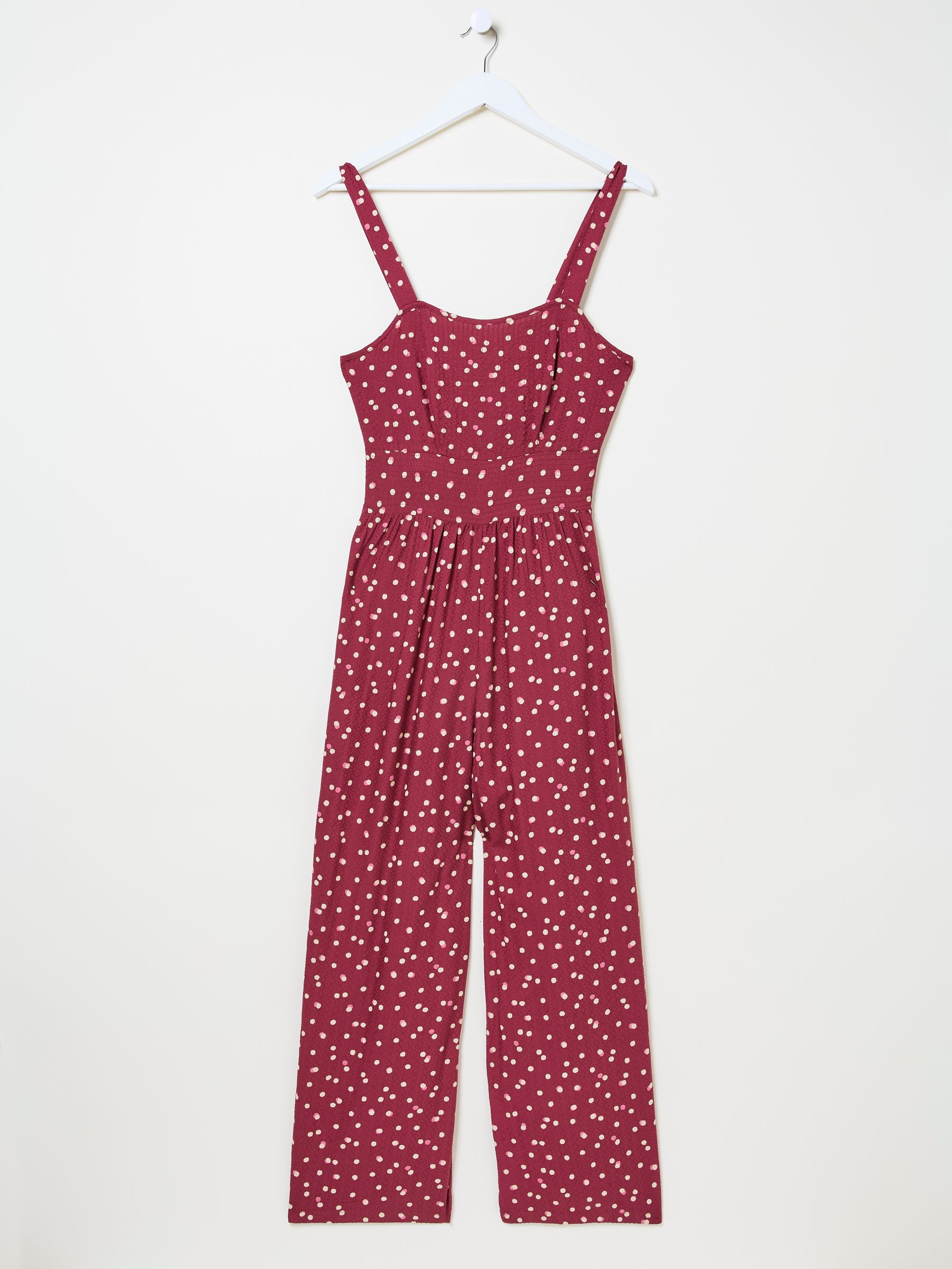 Ruby Burgundy Red Spot Jumpsuit | FatFace