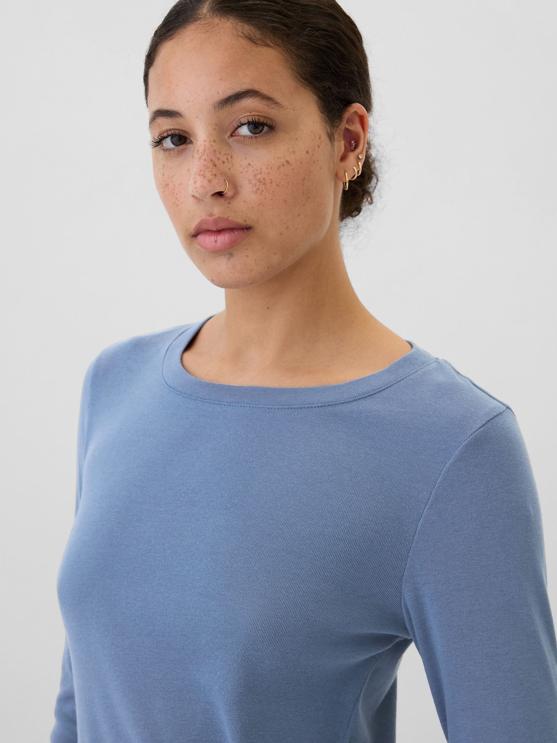 Blue Favourite Cotton-Modal Crew Neck Long Sleeve T-Shirt | Gap