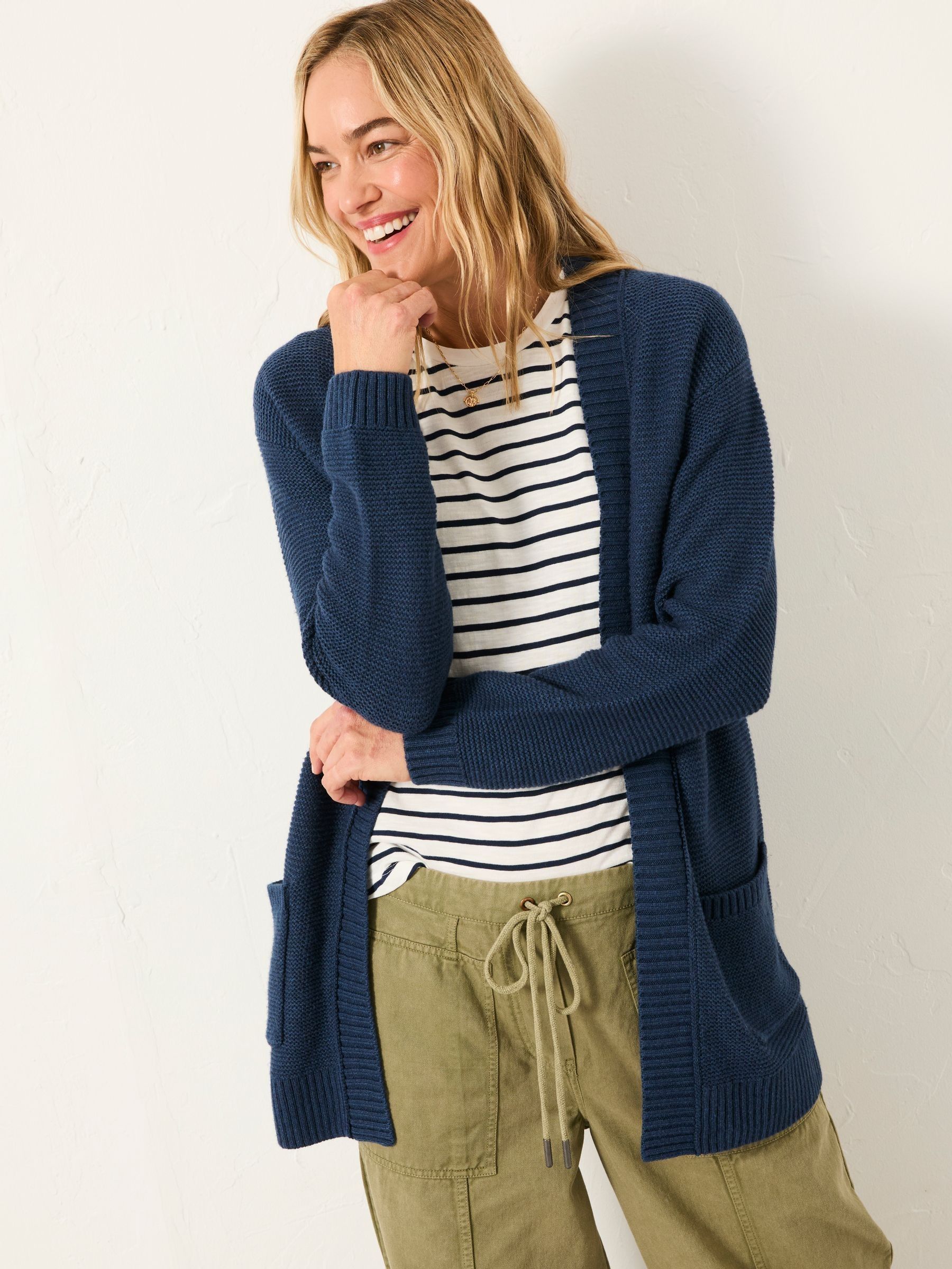 Harriet Navy Longline Knitted Cardigan | FatFace