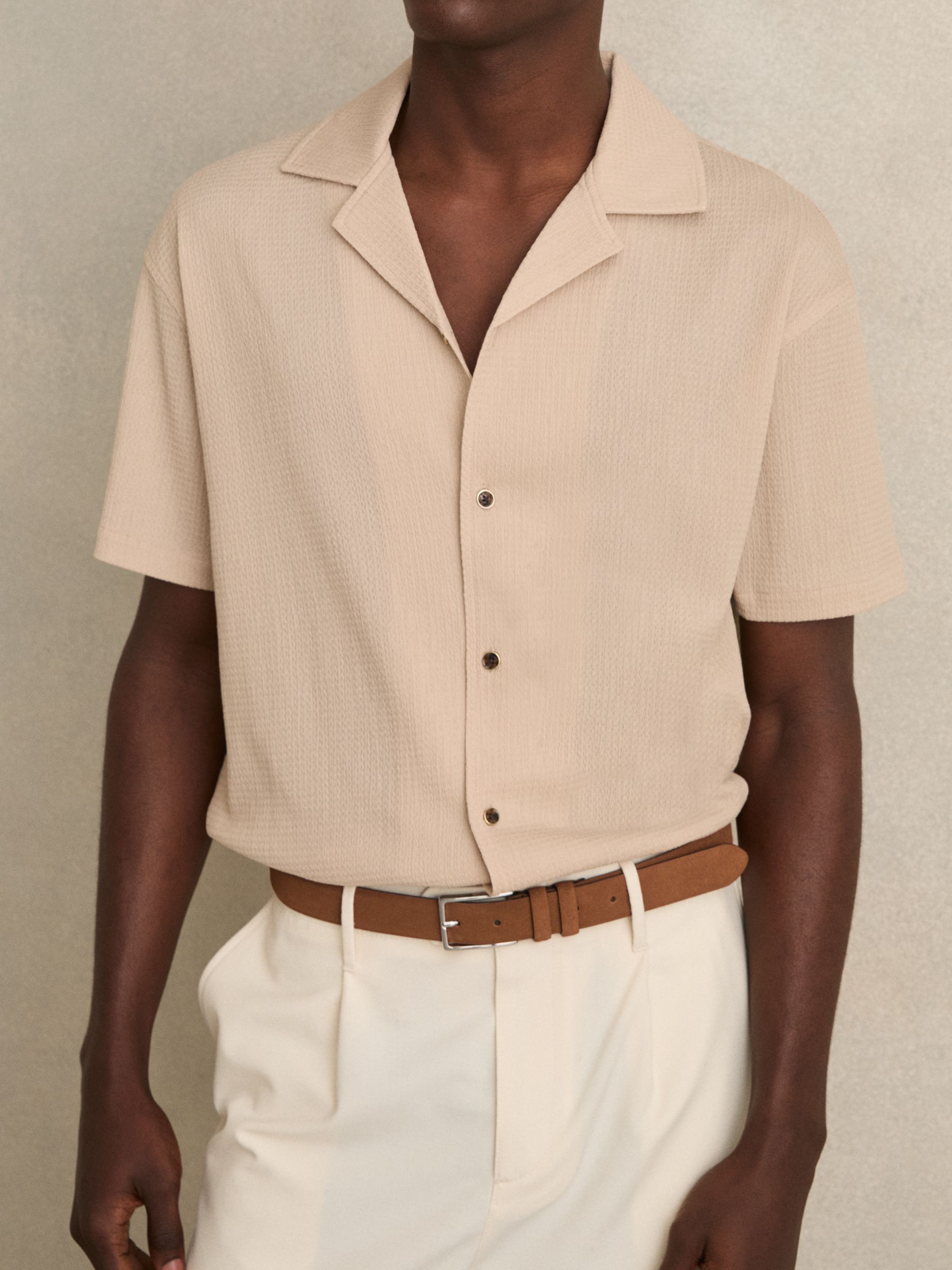 Reiss Suede Belt in Light Tan | REISS