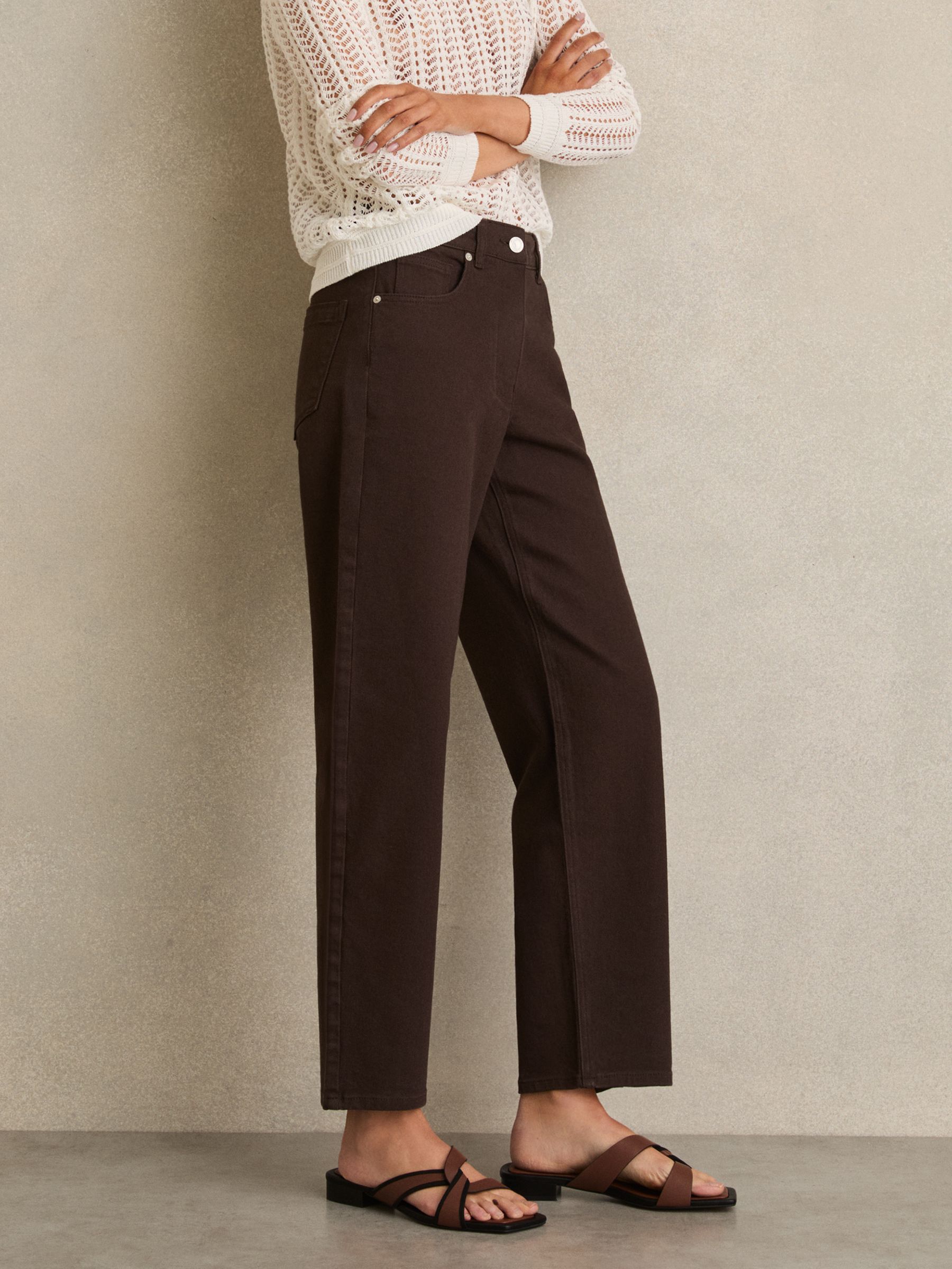 Reiss Leather Link-Strap Slip-On Sandals in Tan - REISS